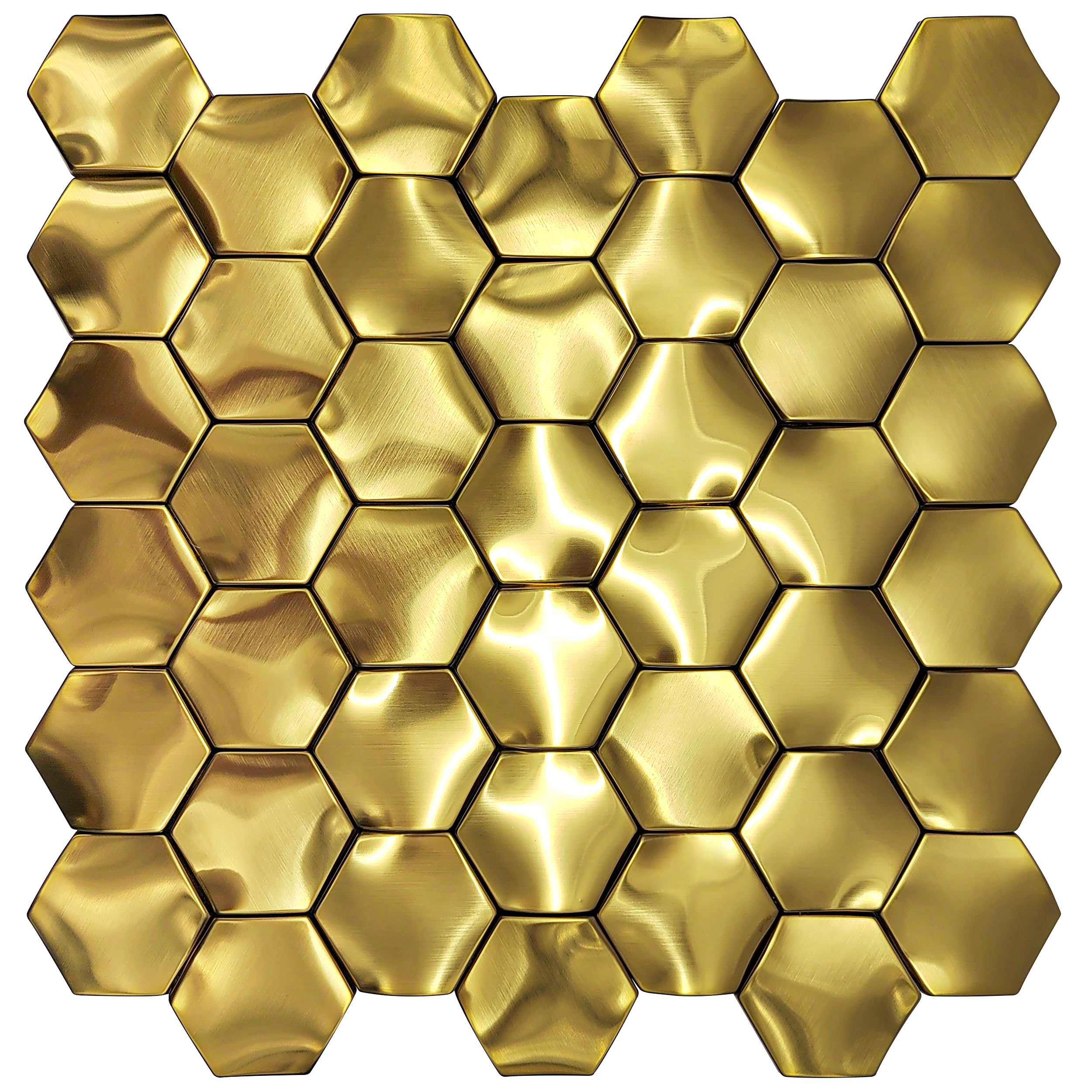Amazon.com: Elephantile 3D Gold Wall Panels Hexagon Metal Tile Gold ...