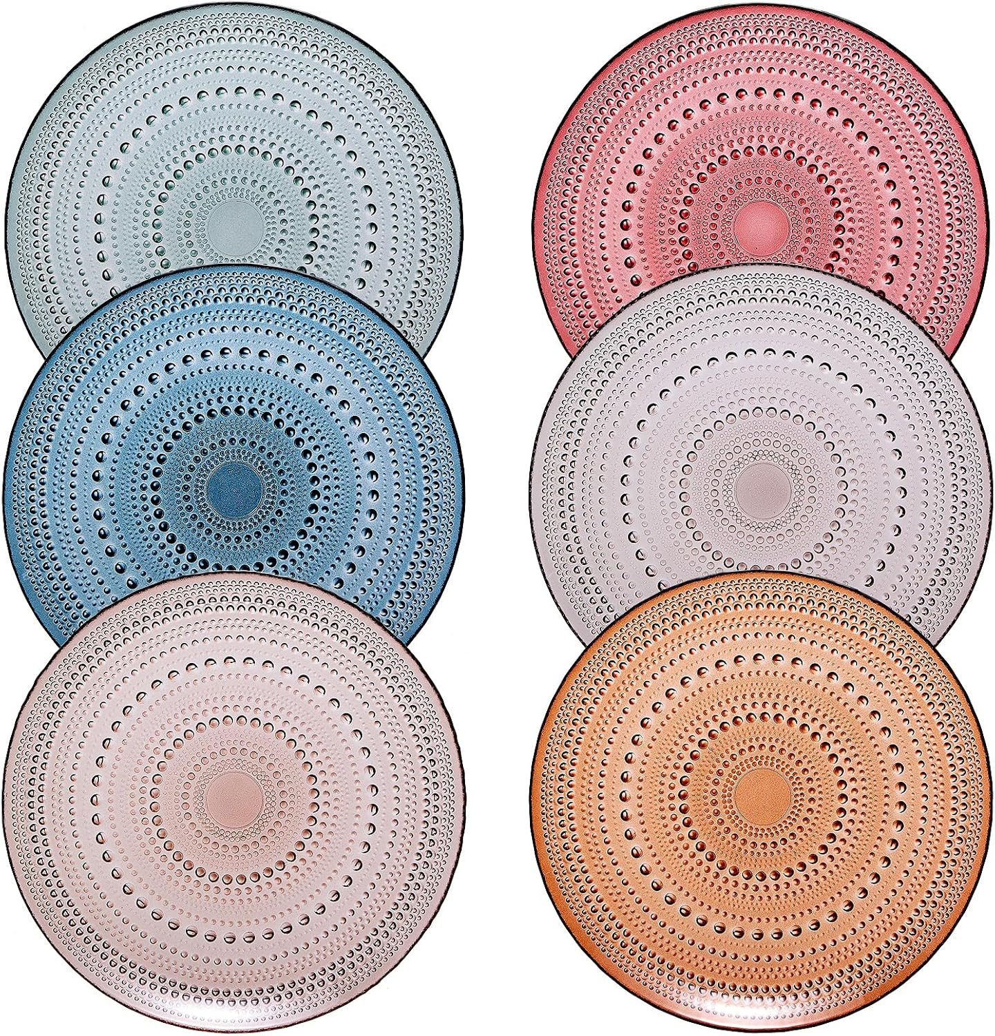 Amazon.com | Khen Glass Hobnail Colored Plates | Set of 6 | Natural ...