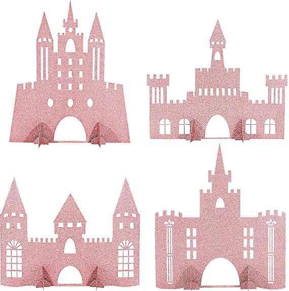 Amazon.com: 4 Pieces Castle Table Centerpiece Glitter Princess Theme ...