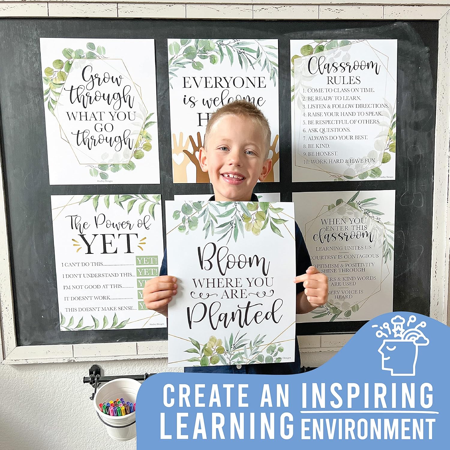1 Geo Greenery Classroom Calendar Set Bulletin Board Australia | Ubuy