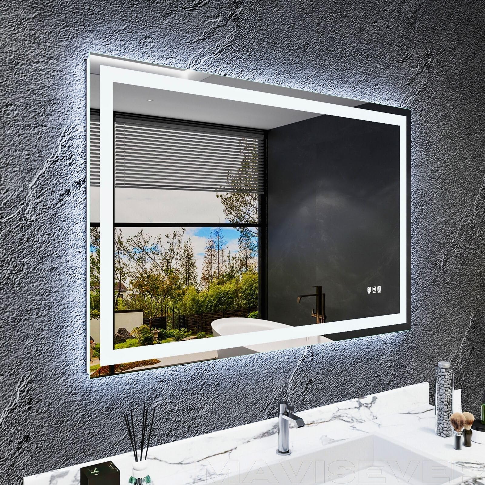 Amazon.com: MAVISEVER LED Bathroom Mirror 48"x 30", Front Lit and ...