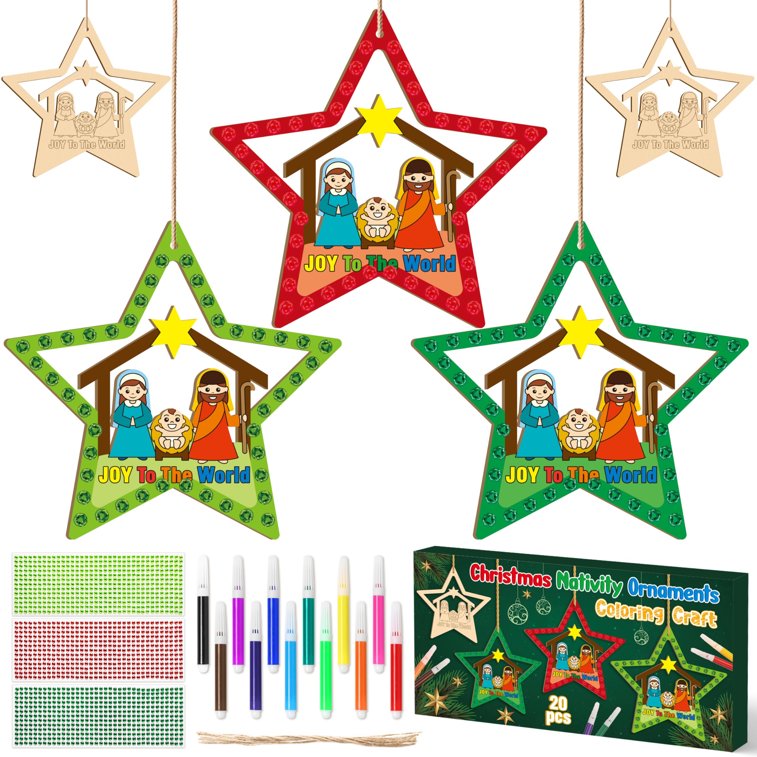 Amazon.com: BeYumi Christmas Wooden Star Craft - 20Pcs DIY Wooden Star ...