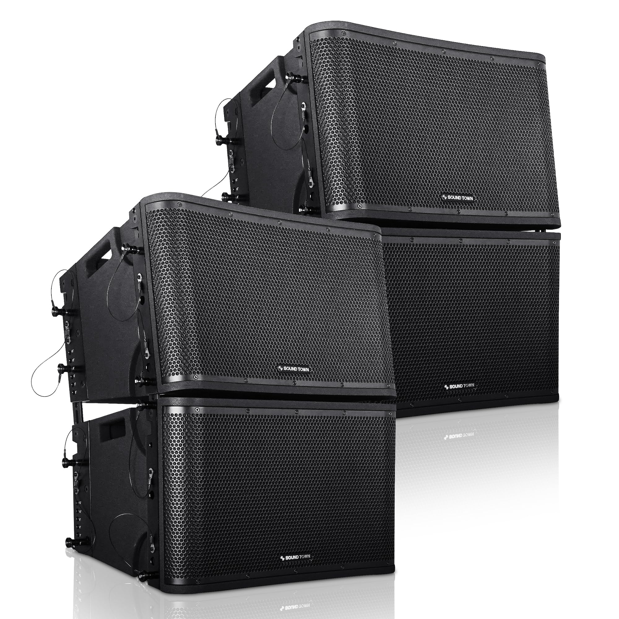 Amazon.com: Sound Town ZETHUS 2 Pairs of 12” Powered 2-Way Line Array ...