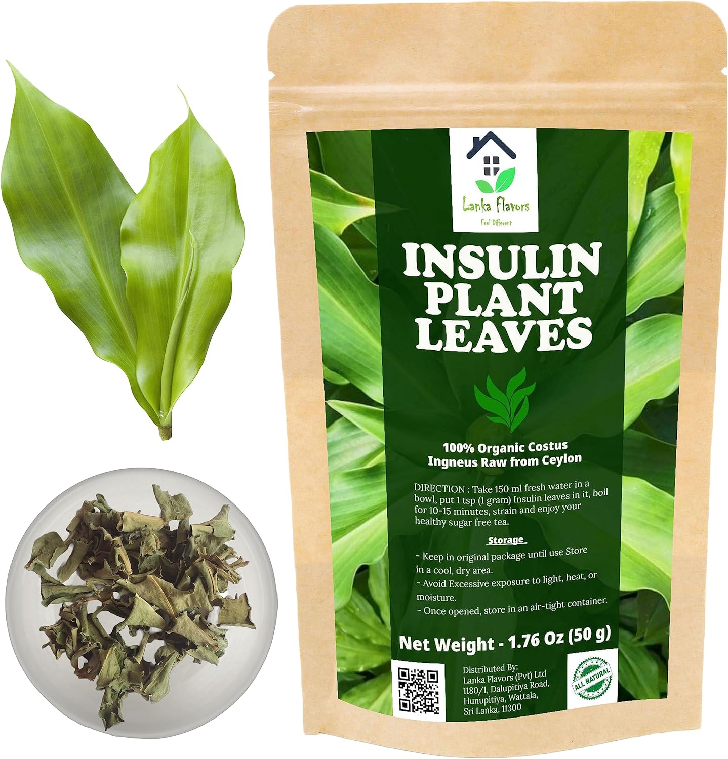 Amazon.com: Lanka Flavors Feel Different Dried Insulin Plant Leaves 1. ...