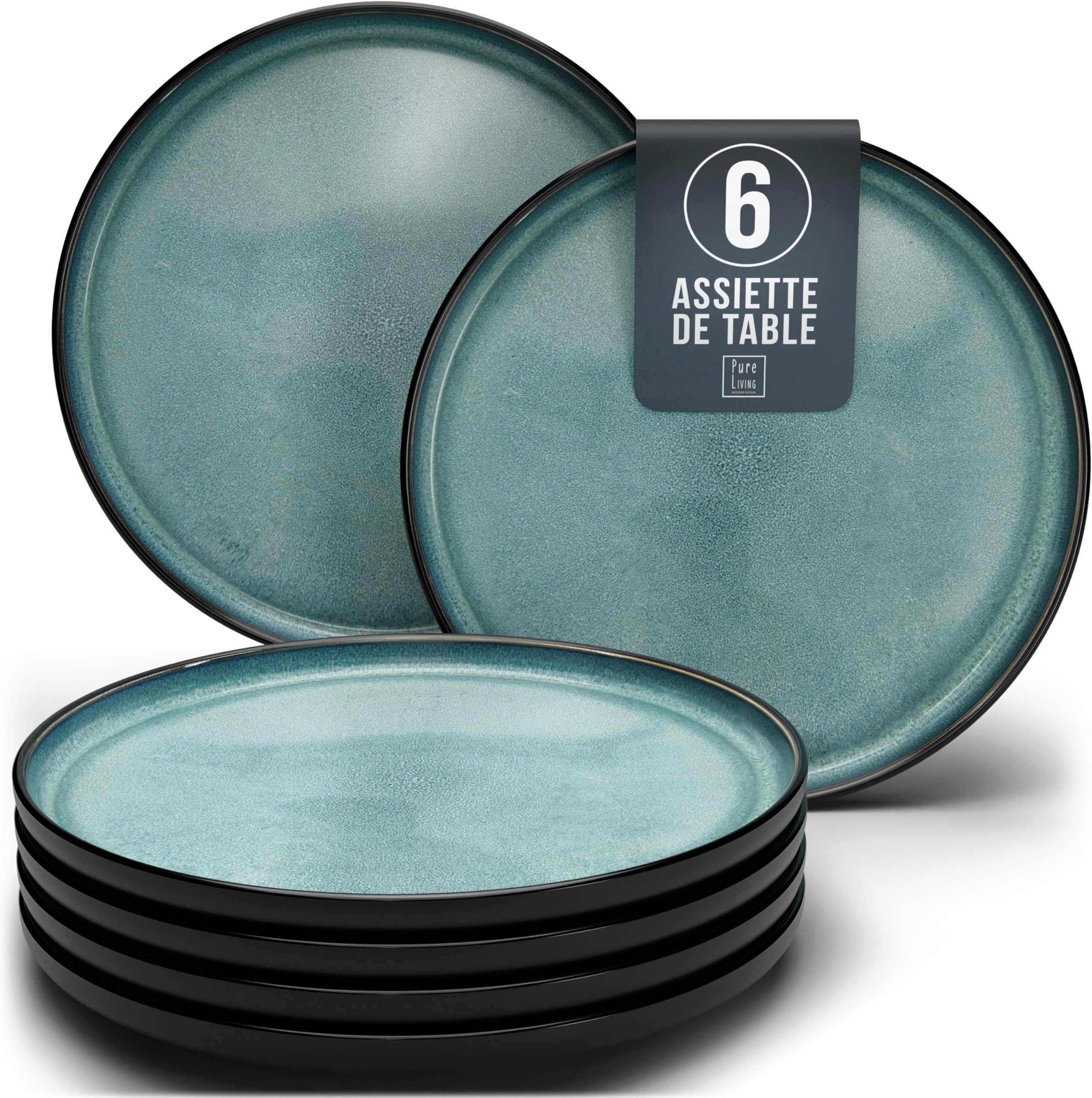 Assiettes Service de Table: Ensemble de 6 grandes assiettes en grès ...