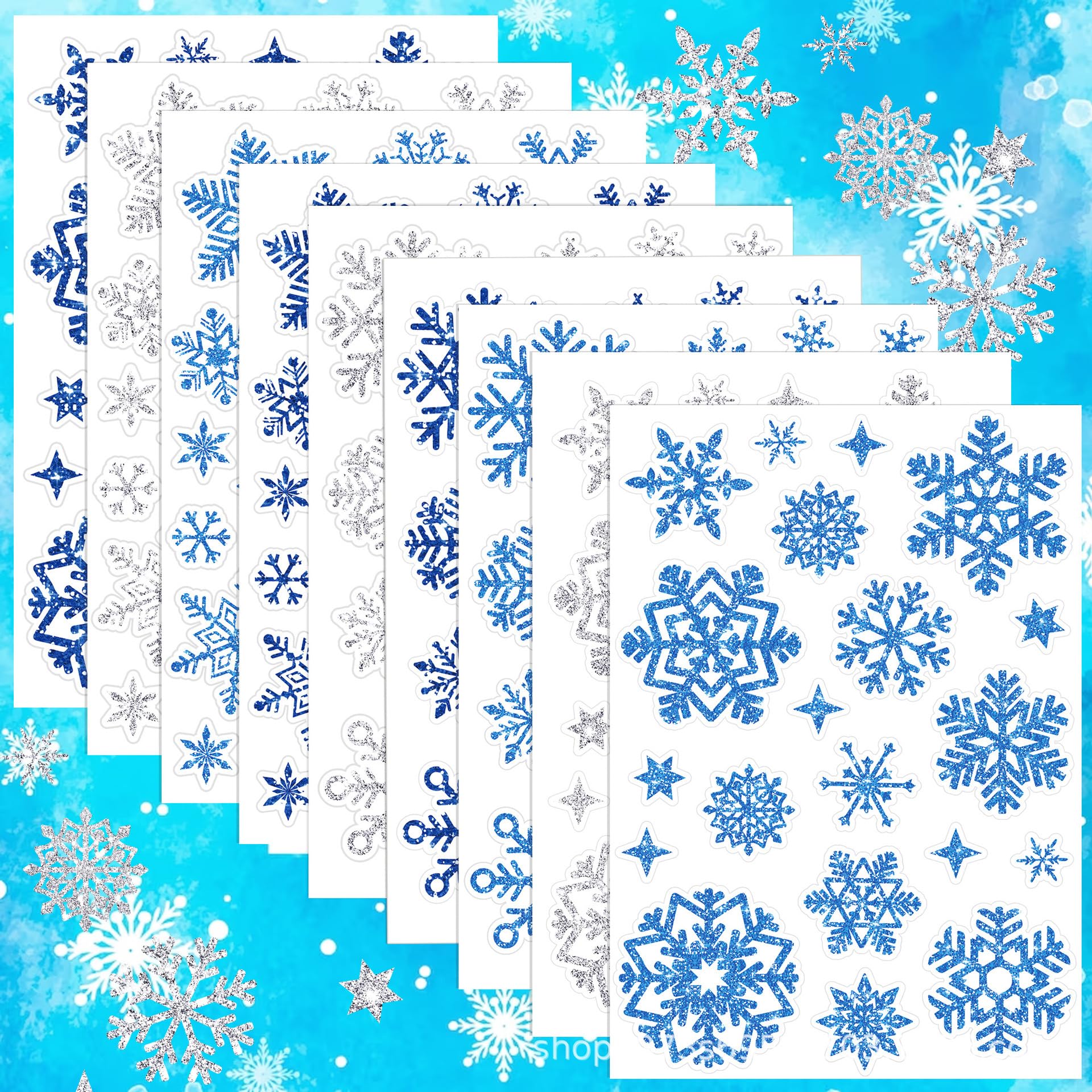 Amazon.com: 180 Pieces Snowflake Christmas Stickers Christmas Party ...