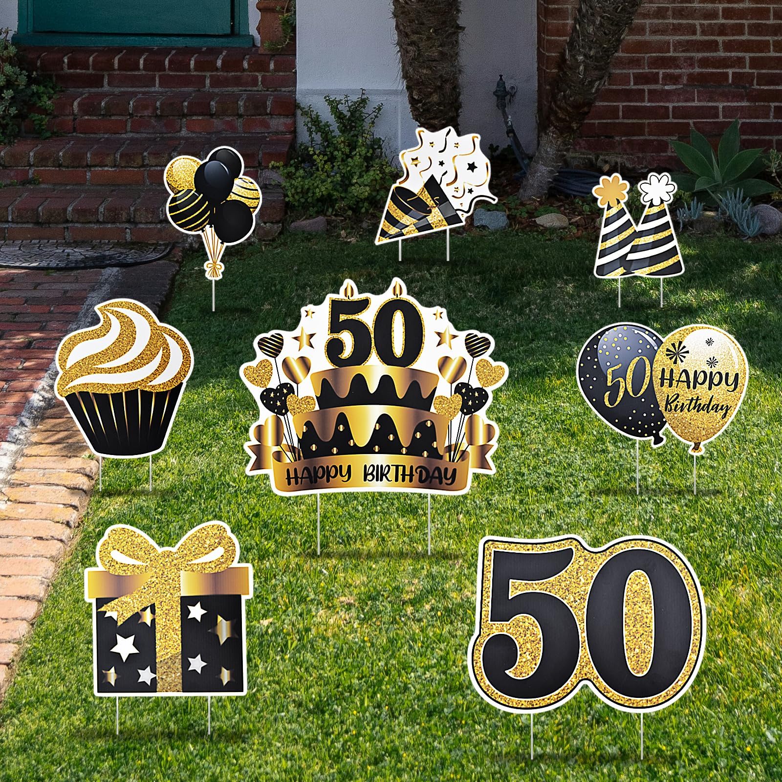Amazon.com : MYITYARD 50th Birthday Decorations, 8 Pack Happy Birthday ...