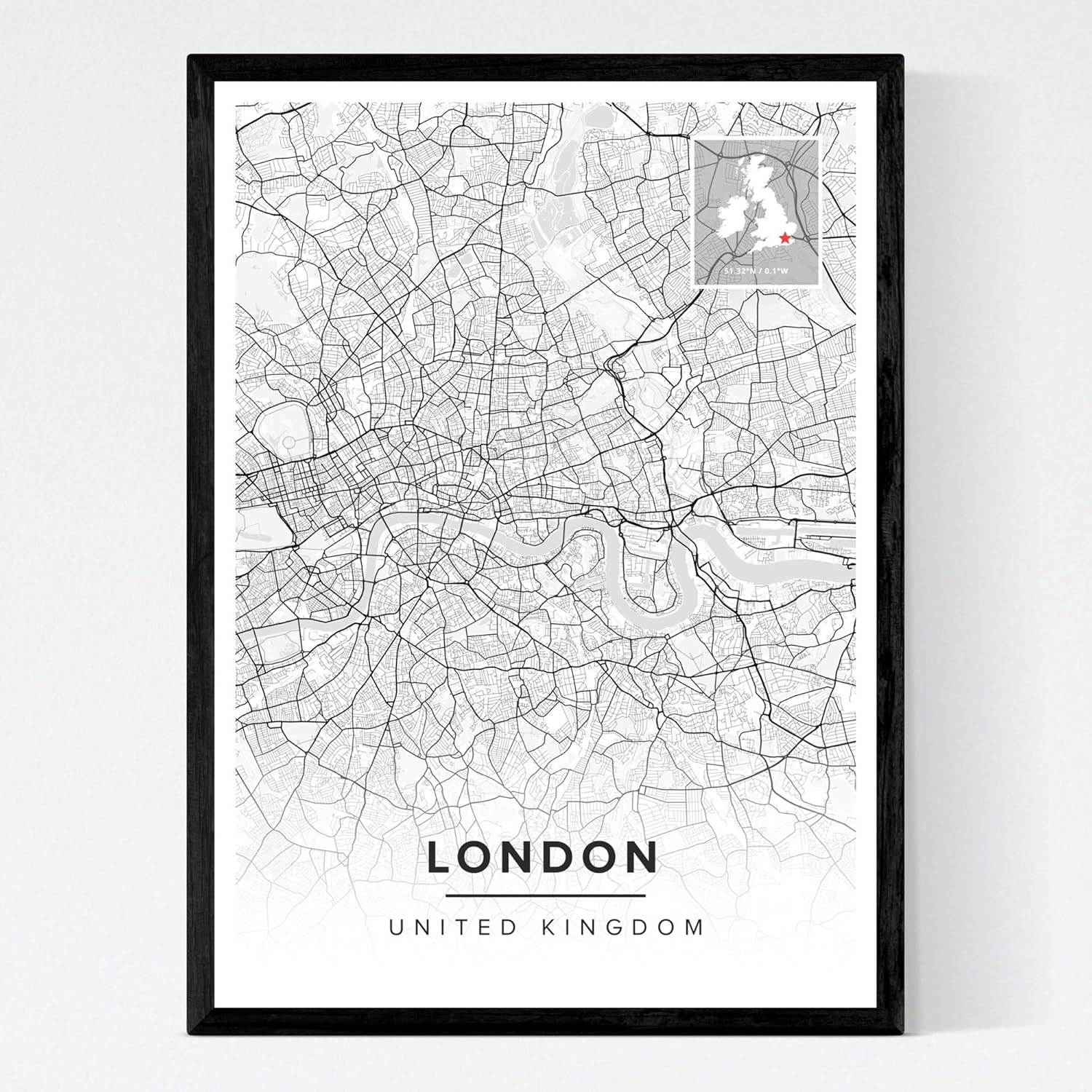 London Map Print | Custom City Map Art | Black and White Map Design ...