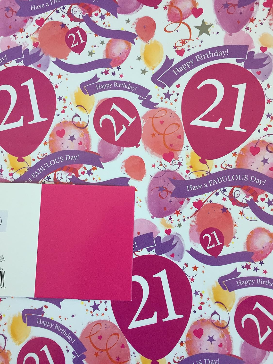 Ladies 21 Happy 21st Birthday Gift Wrapping Paper 2 Sheets + 1 Gift Tag ...