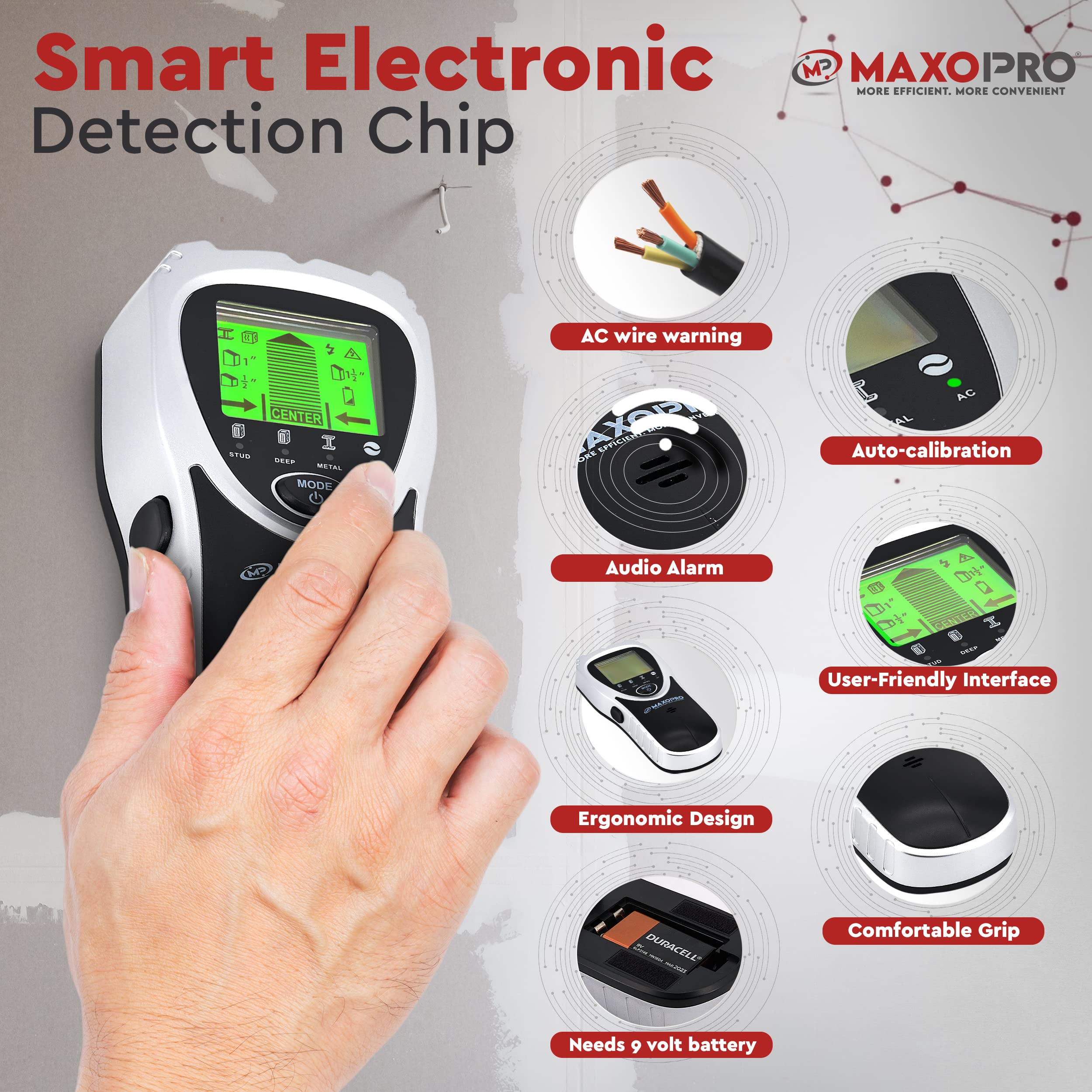 Snapklik.com : MaxoPro 5 In 1 Accurate Stud Finder Wall Scanner