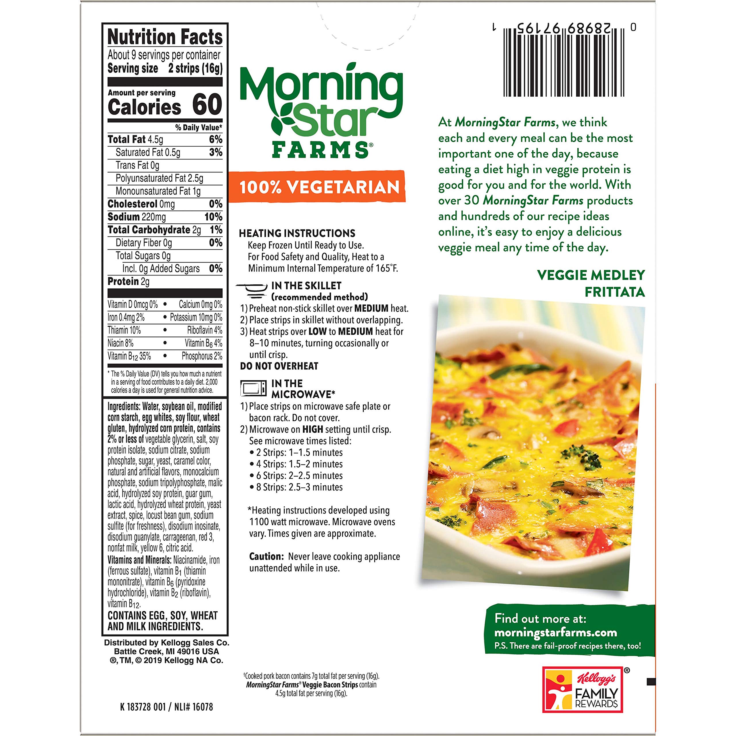 MorningStar Farms Veggie Breakfast Meatless Bacon Strips, Plant Based ...