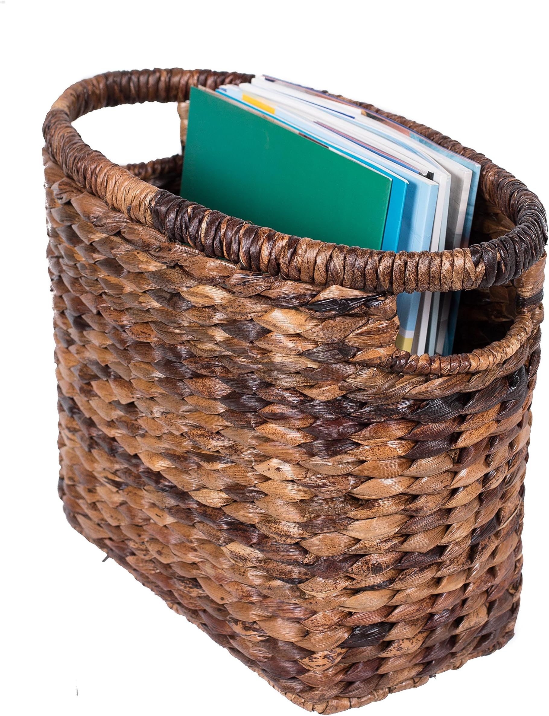 Amazon.com: The Basket Lady Narrow Wicker Magazine Basket, Large, 14 in ...