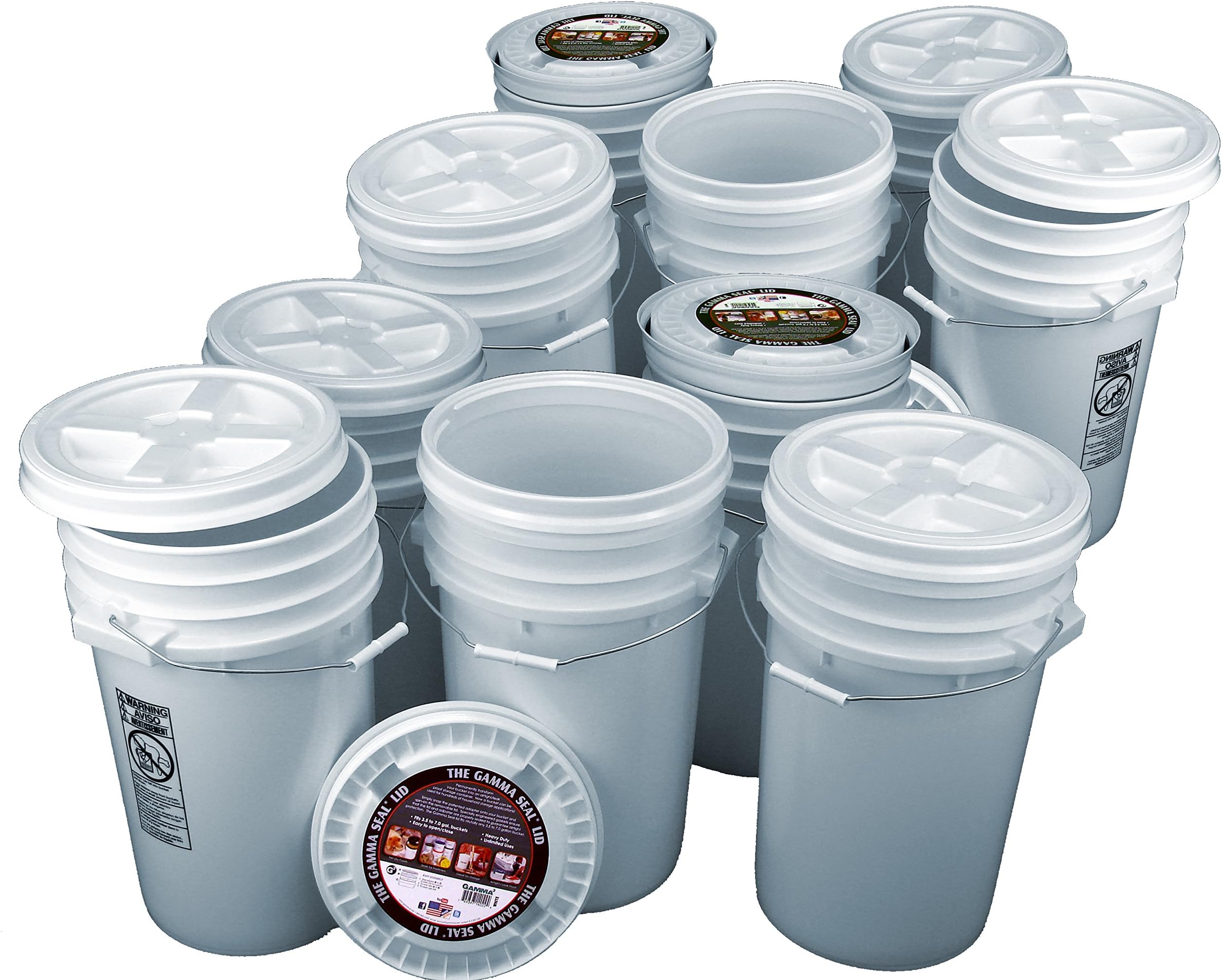 Amazon.com: Square Bucket Kit, Ten 4-Gallon Buckets and Ten White Snap ...