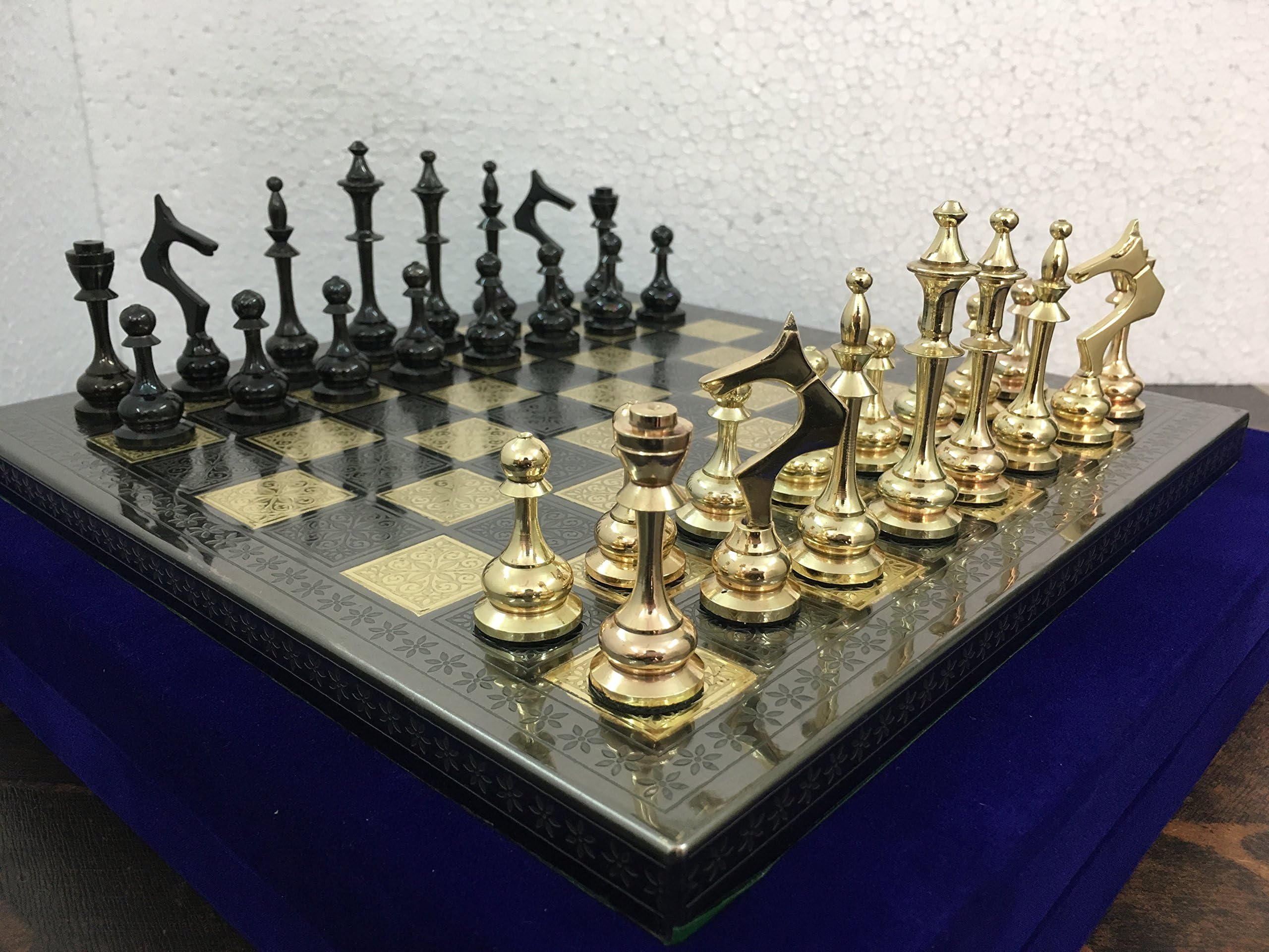 Buy Chessncrafts Collectible Exclusive Brass Metal Chess Board Set With ...