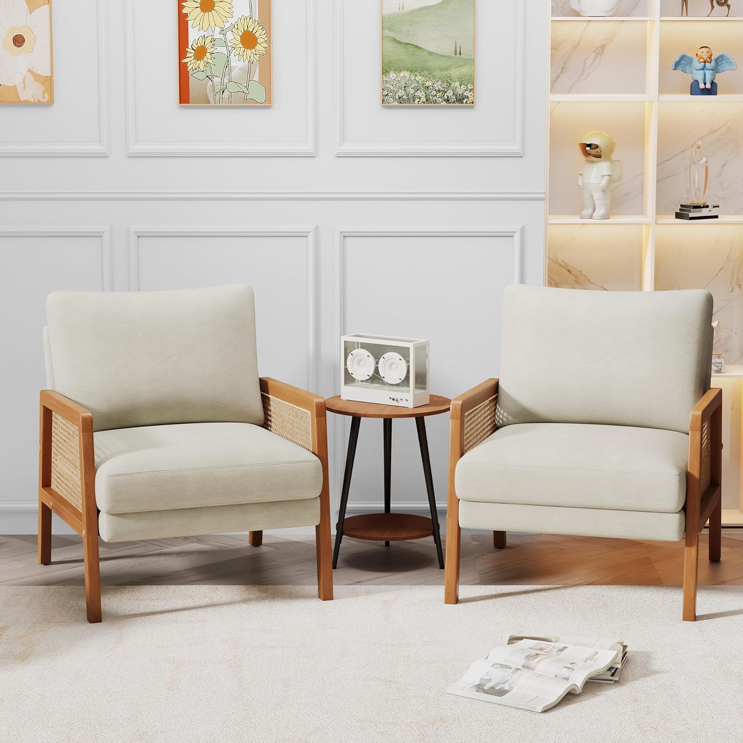 Amazon.com: WENTMENT Rattan Accent Chairs Set of 2, Modern Sofa Chair ...