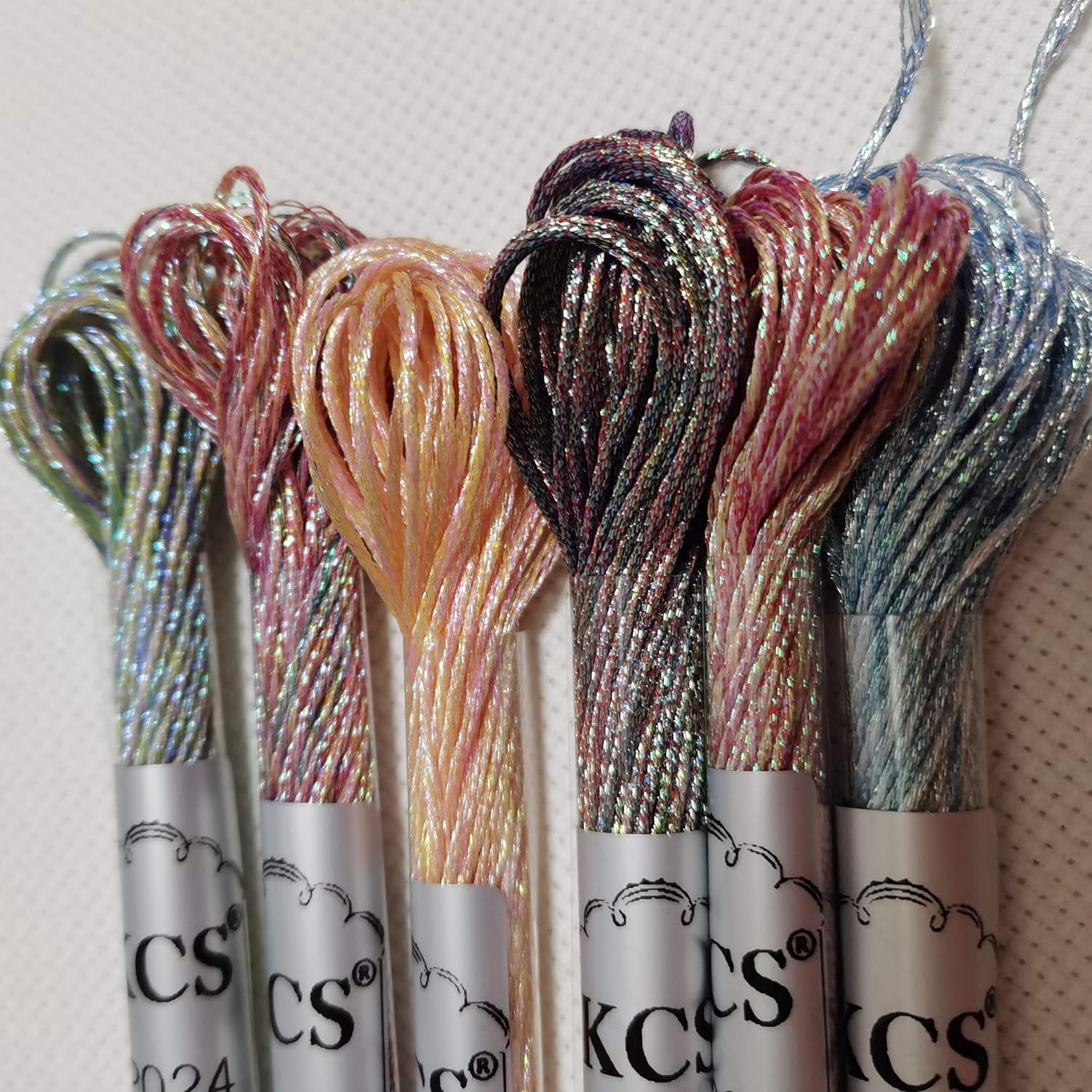 KCS 6 skeins 6-Strand Cross Stitch Metallic Variegated Pearl Shiny ...