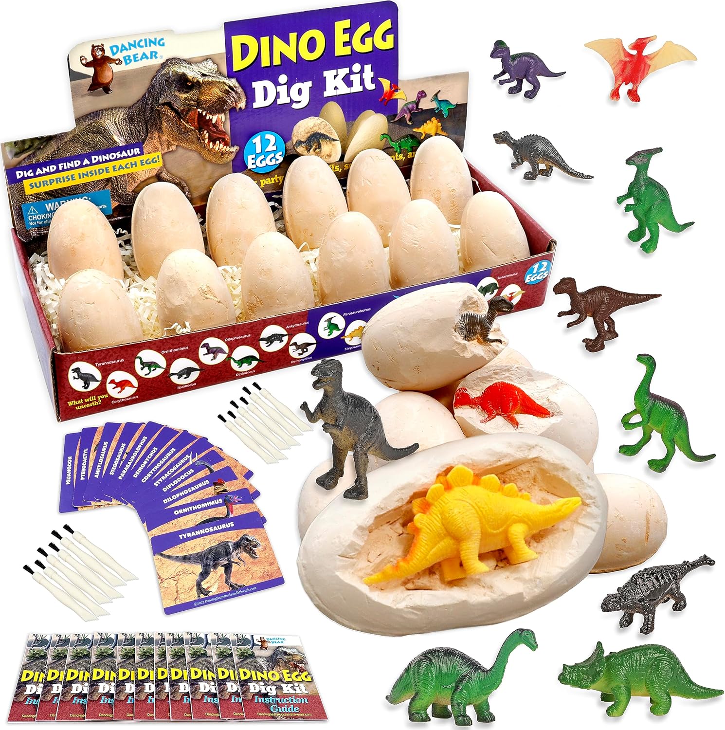 Amazon.com: DANCING BEAR Dinosaur Egg Dig Kit Party Pack, Excavate 12 ...