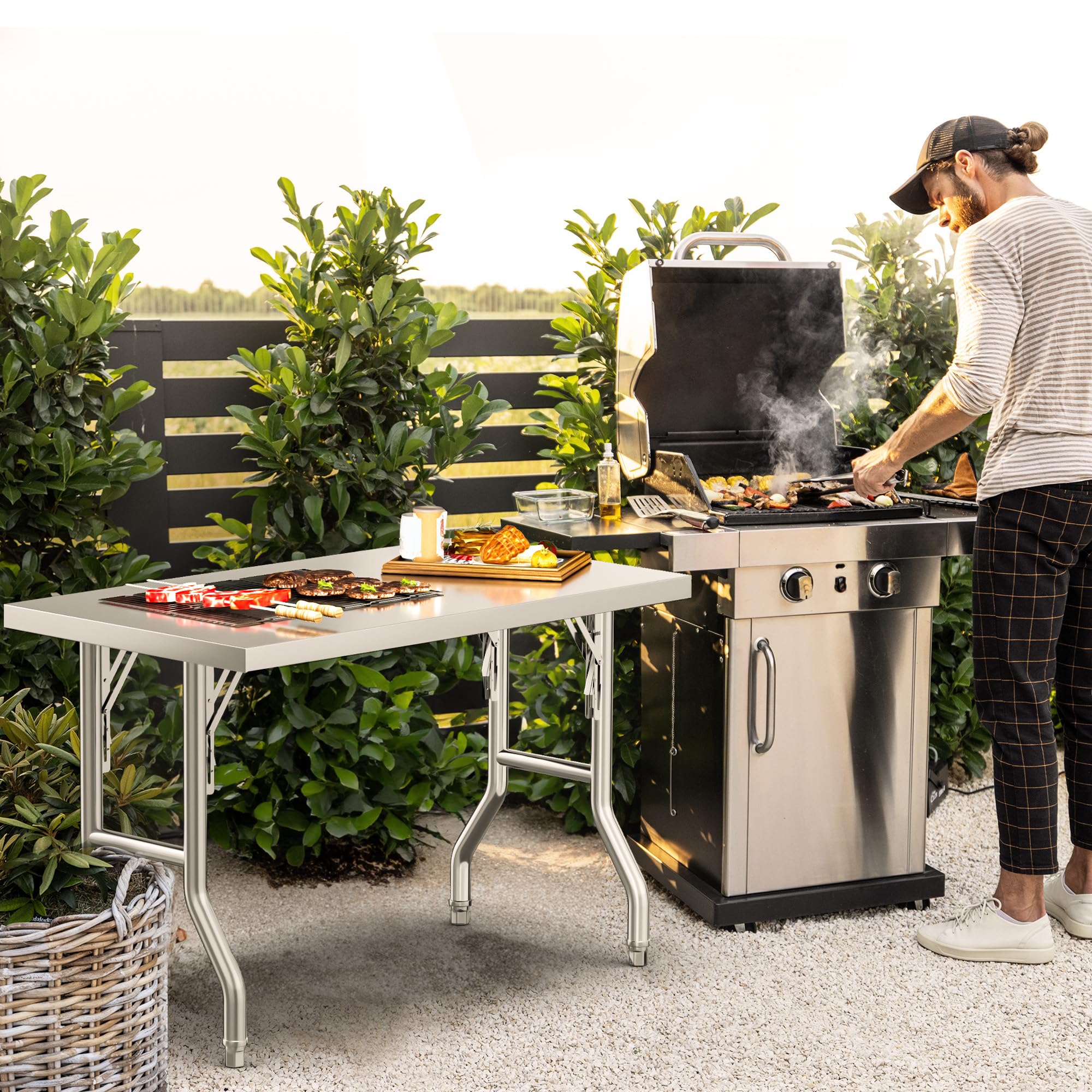 Snapklik.com : NSF Stainless Steel Folding Table, 48" X 24" Folding ...