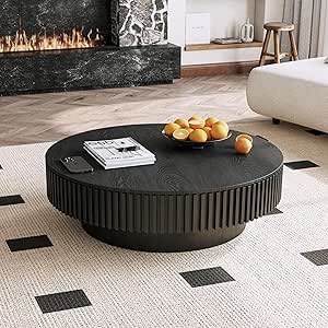 Amazon.com: 39'' Round Coffee Table with Storage, Modern Wooden Coffee ...