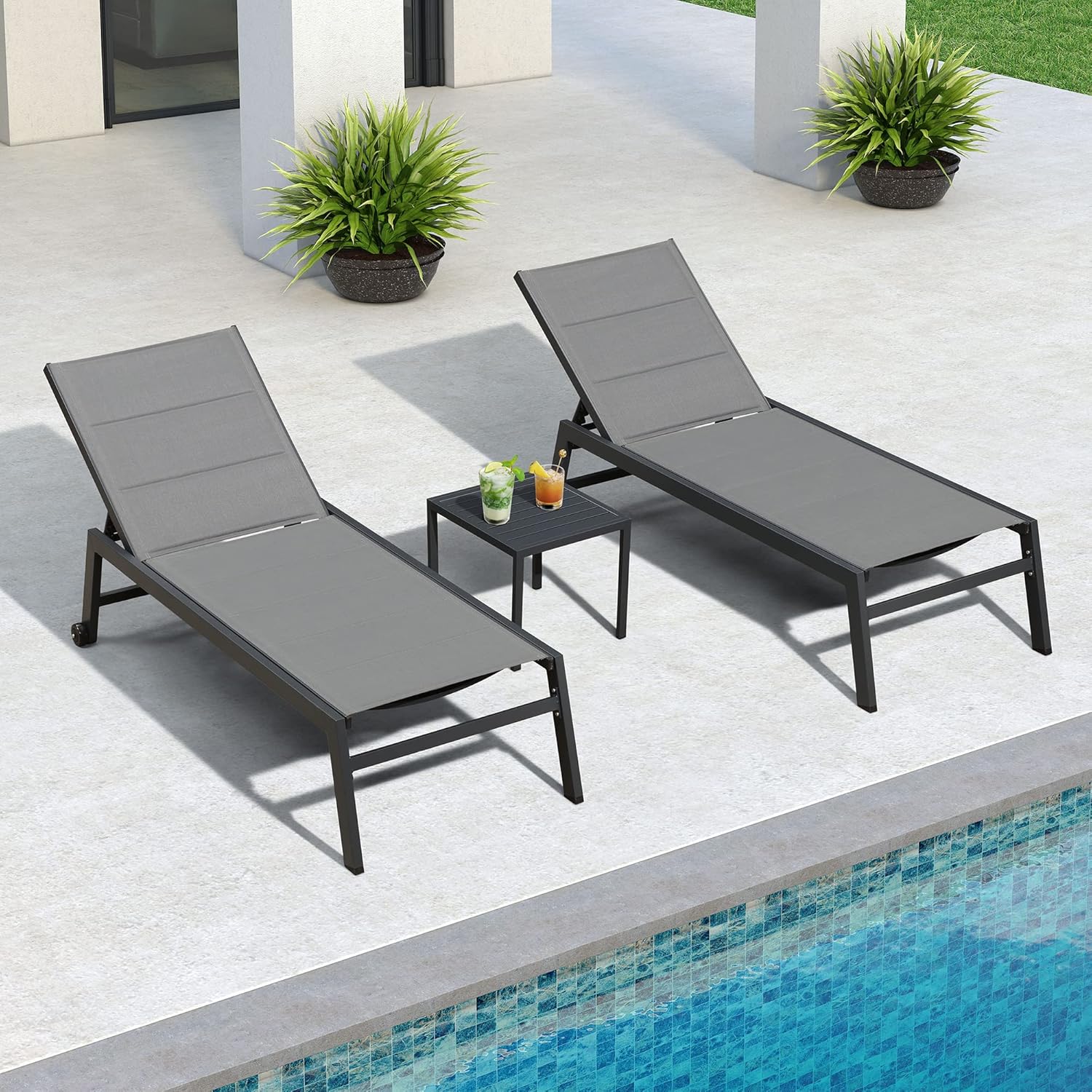 Amazon.com: PURPLE LEAF Extra Large Outdoor Chaise Lounge 2 Pieces ...