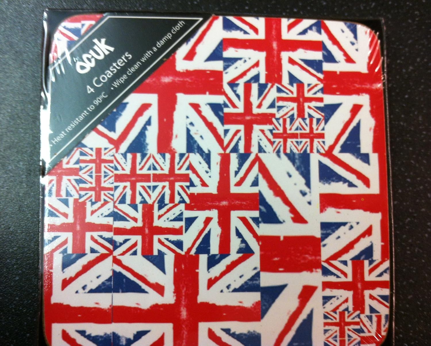 Amazon.com: Union Jack Set of 4 Coasters Heat Resistant Wipe Clean with ...