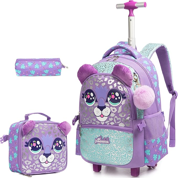 Amazon.com | MYHSBYO Rolling Backpack for Girls Kids Backpack with ...