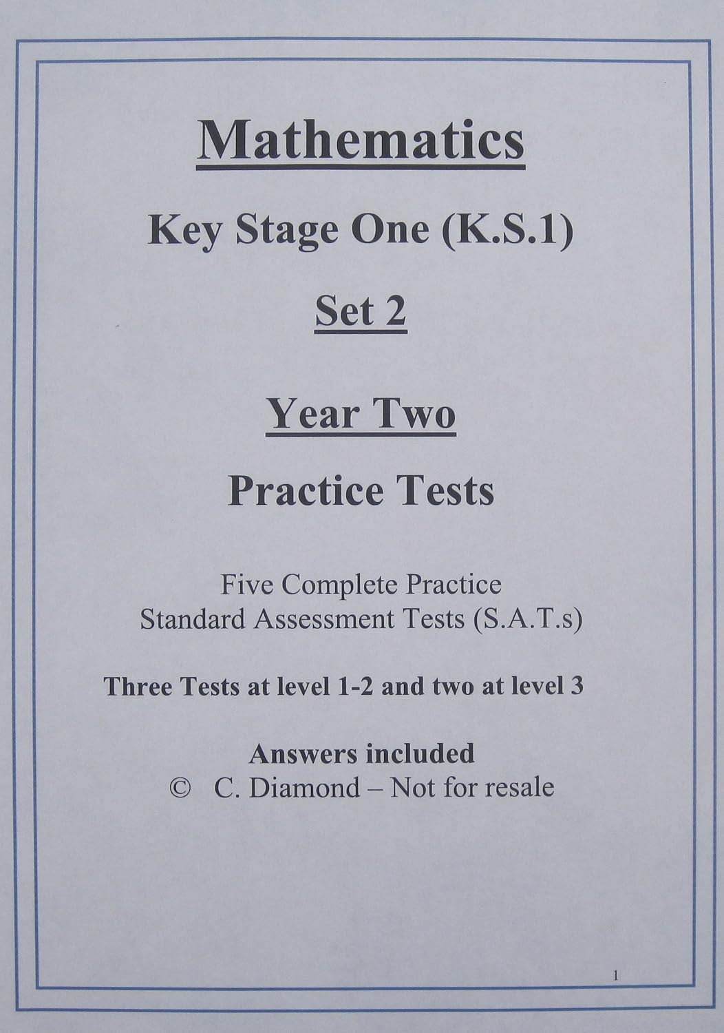 KS1 Maths Practice Sats Papers (Set 2) - Pre 2014 Format - Pdf file to ...