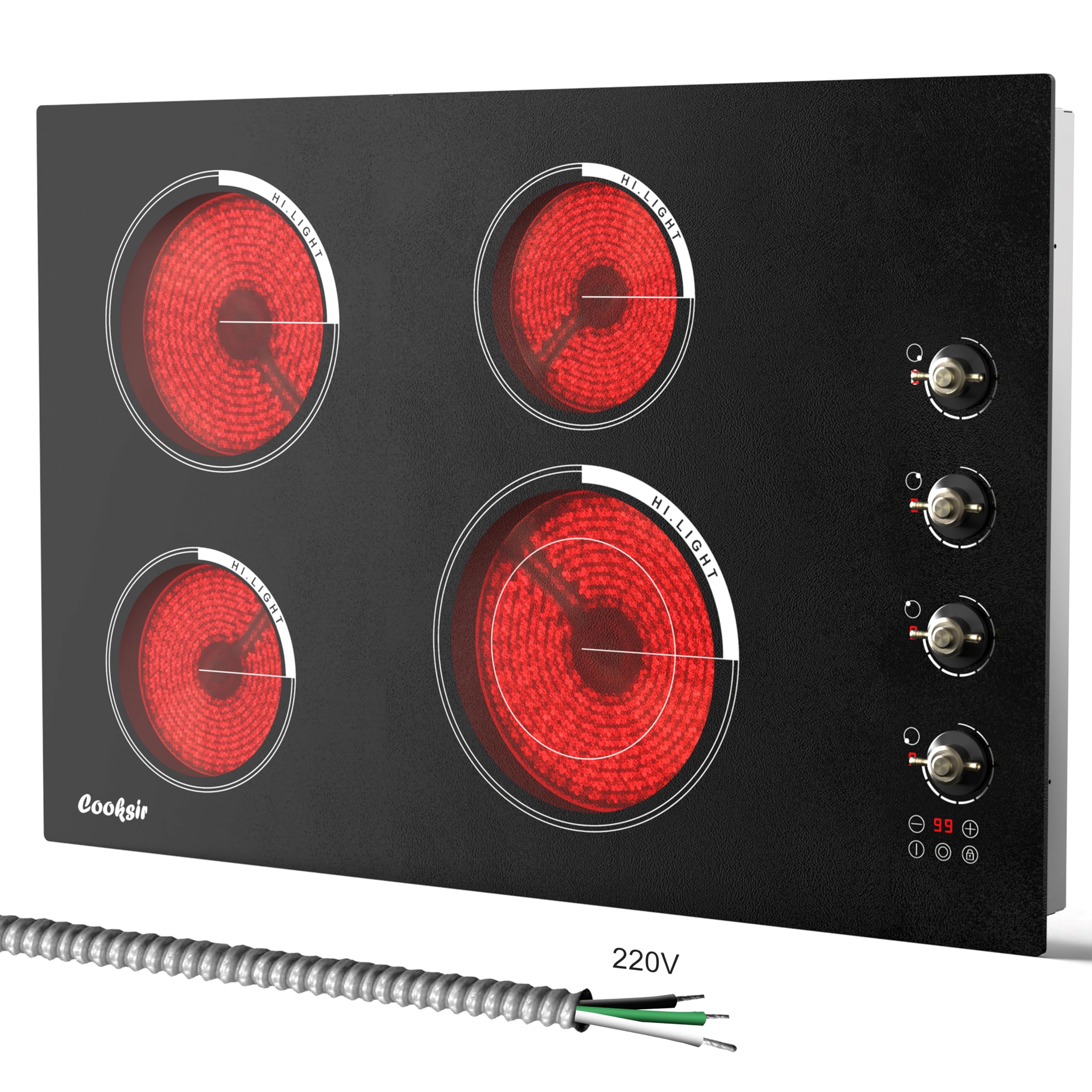 Amazon.com: Cooksir 30 Inch Electric Cooktop - 4 Burner Built-in Glass ...