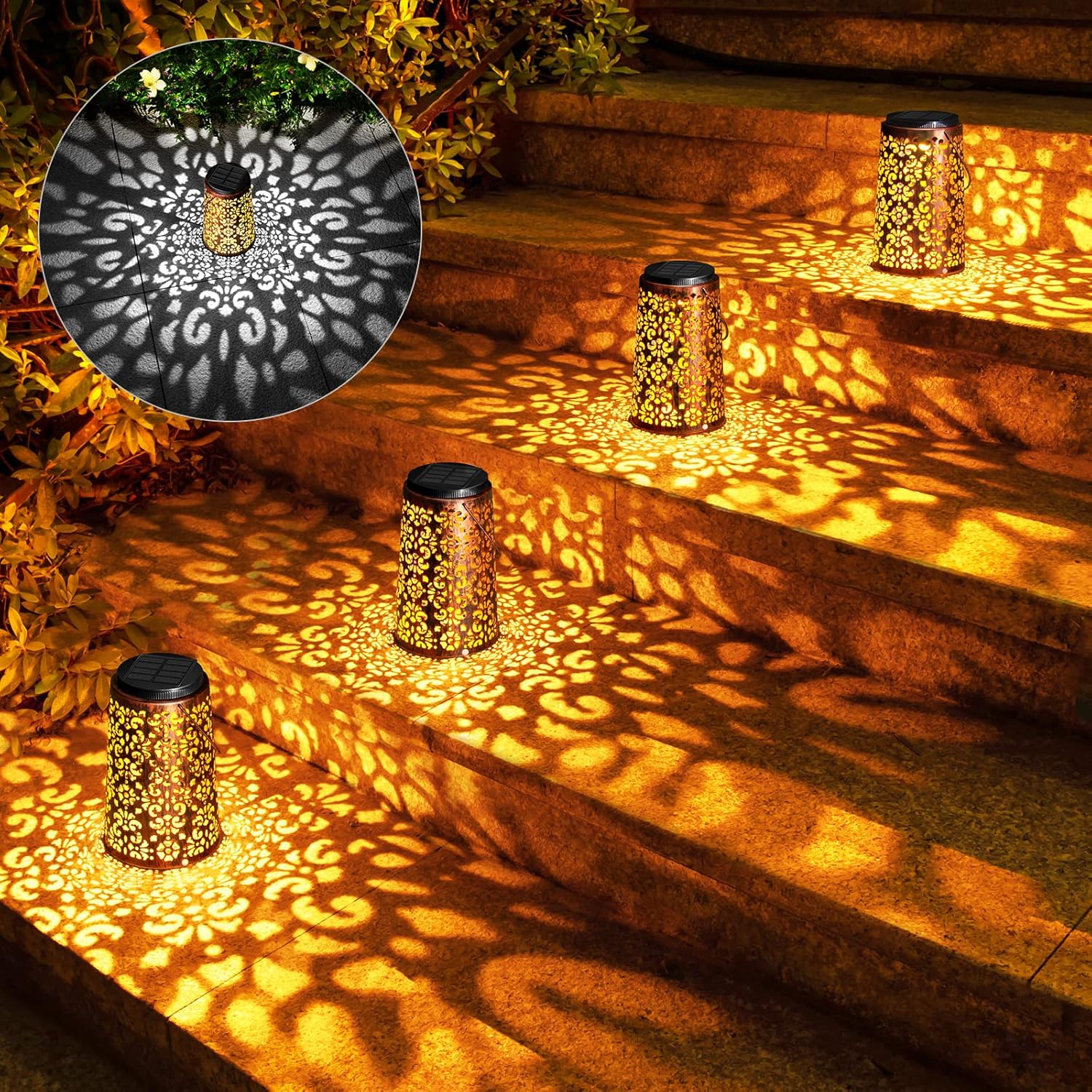 Amazon.com: Solar Lanterns Outdoor Waterproof - 4 Pack Hanging Solar ...