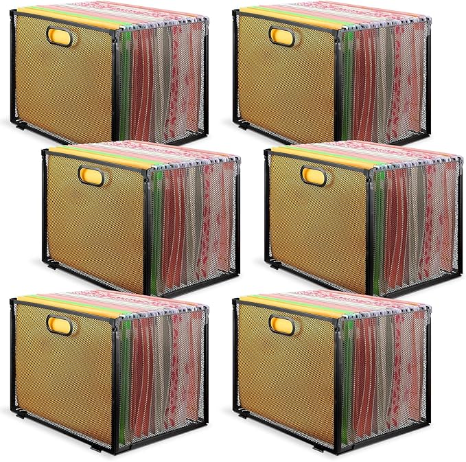 Amazon.com : Therwen Metal Hanging File Folder Organizer Desktop File ...