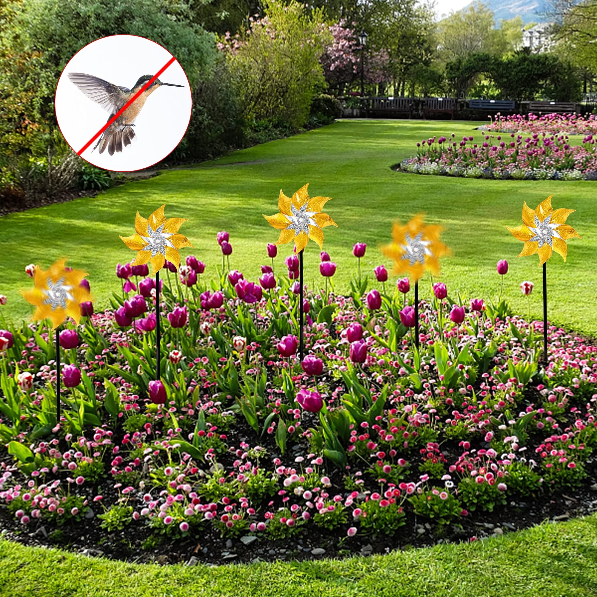Snapklik.com : 10 Pack Reflective Bird Scare Pinwheels, Extra Sparkly ...