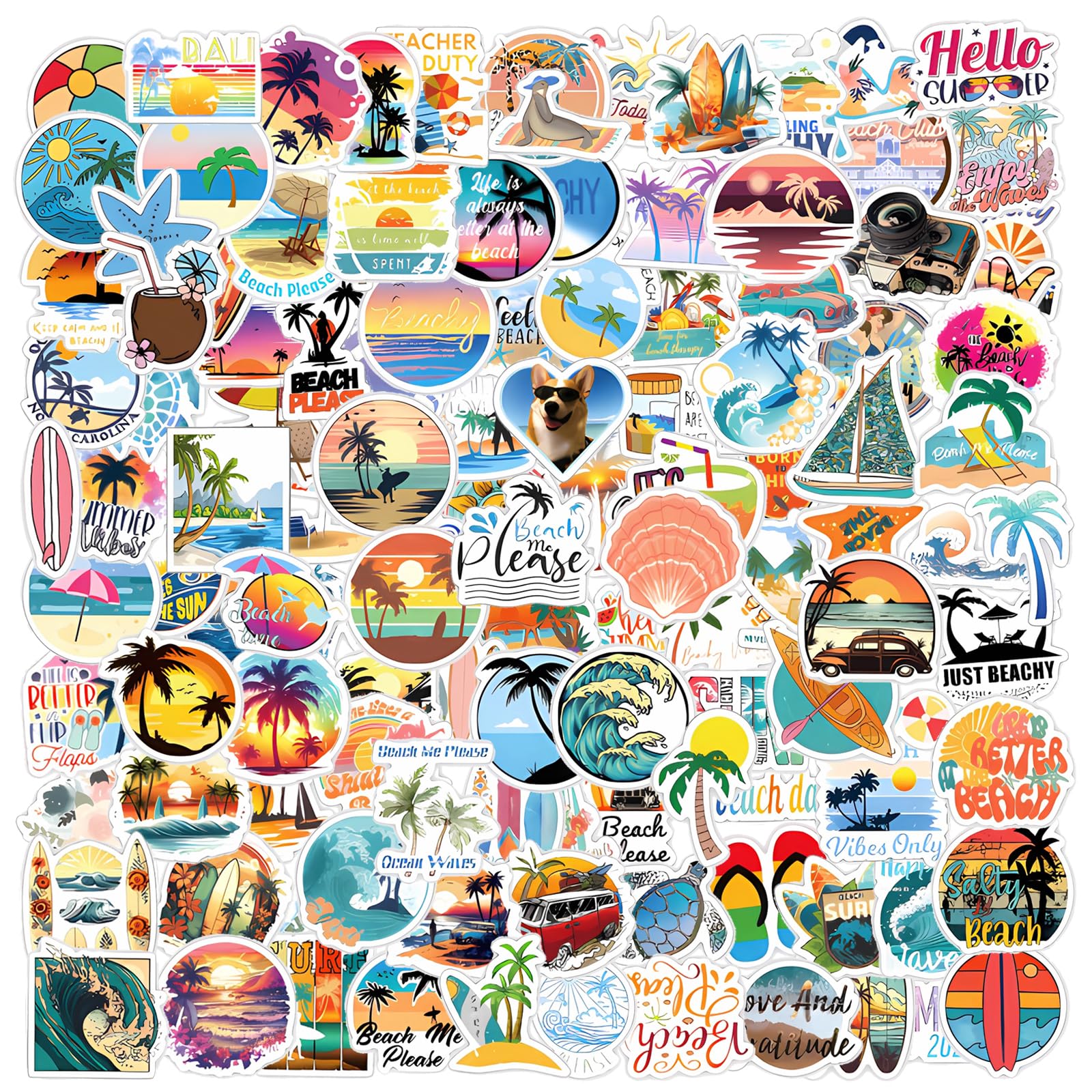 Amazon.com: Giantree 120Pcs Summer Beach Stickers Surfing Stickers ...