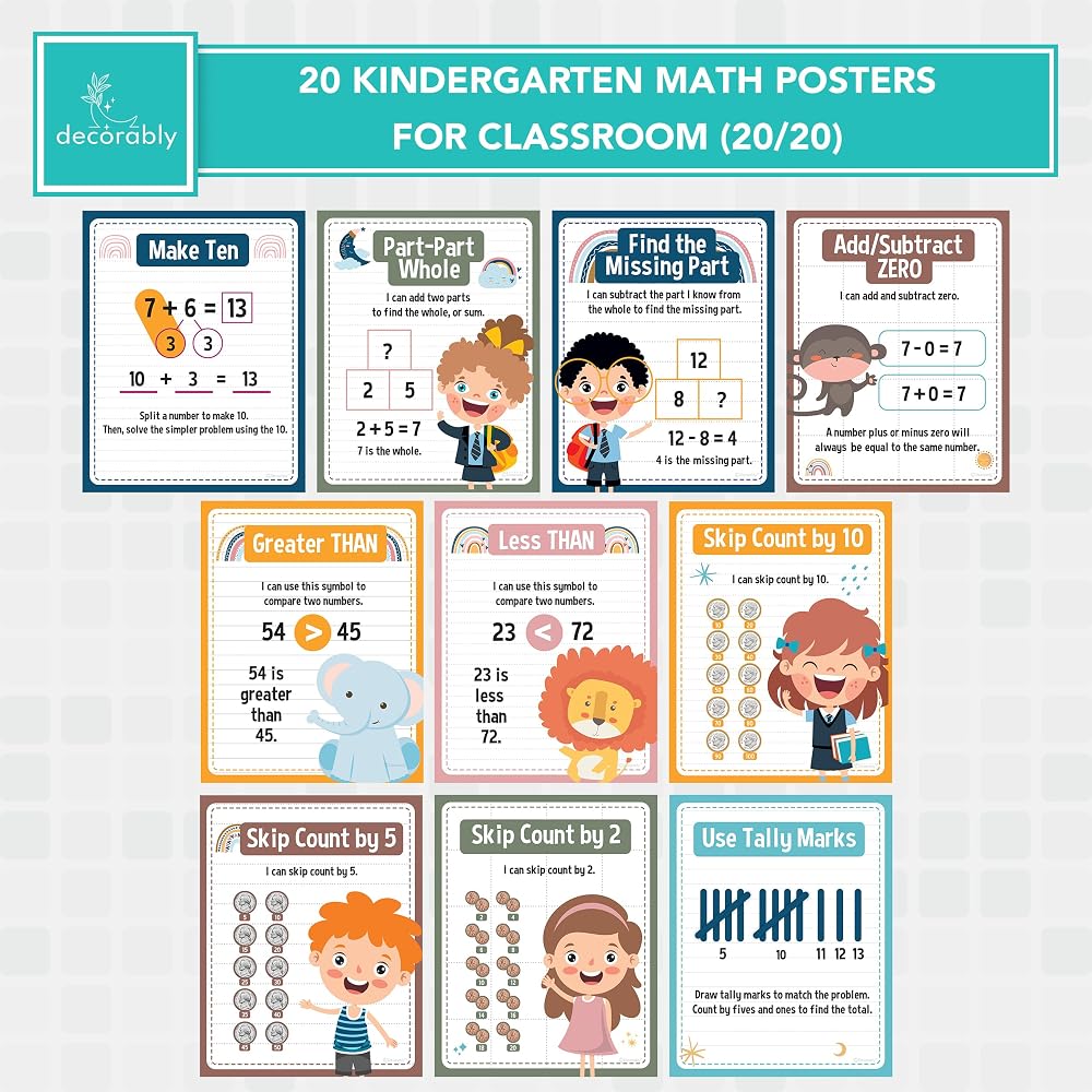 Decorably 20 Boho Math Strategies Poster, 11x14in Nepal | Ubuy