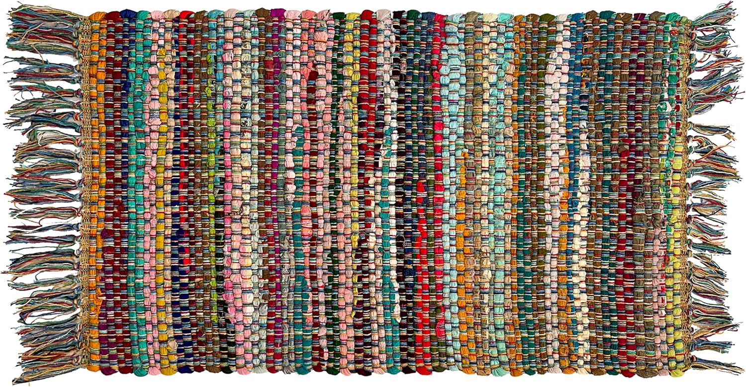 My Family House Recycled Chindi Rug Rainbow Cotton Sustainable Boho ...