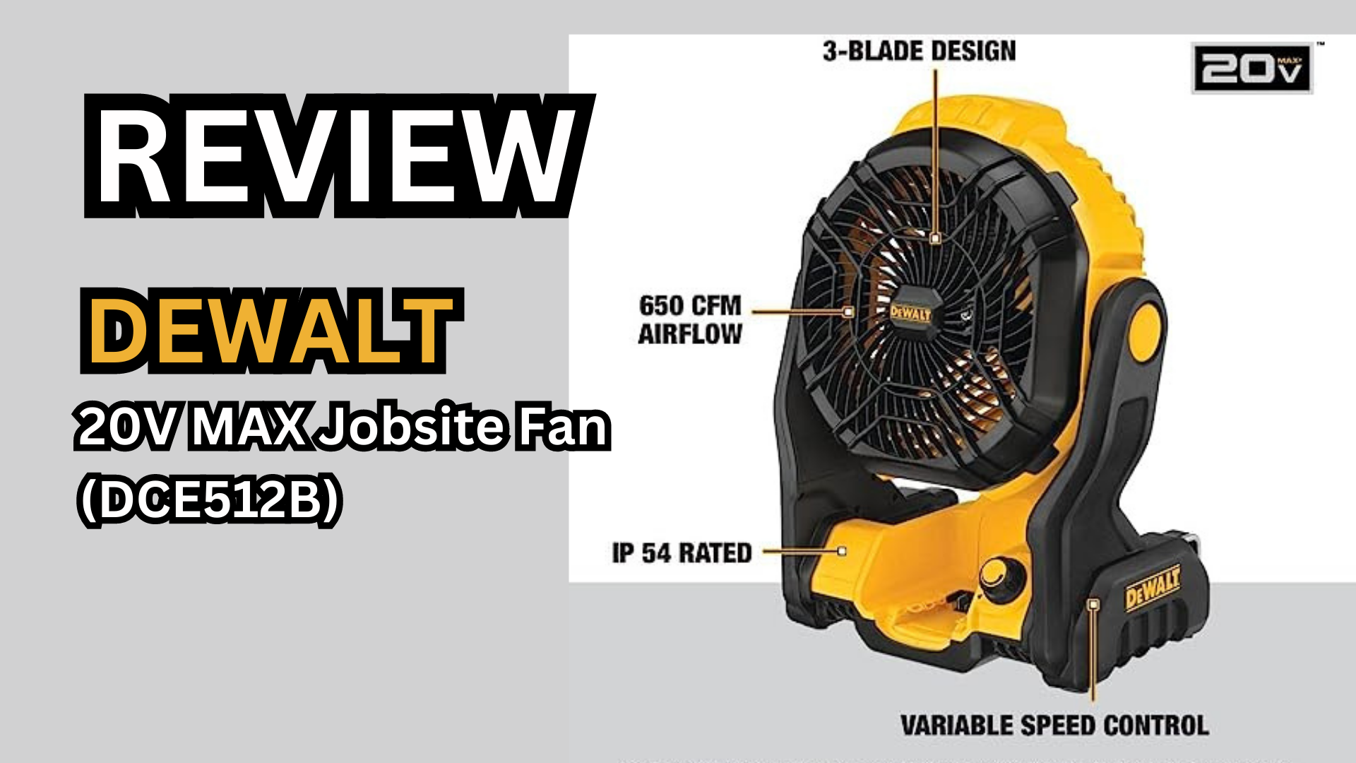 Watch DEWALT 20V MAX Jobsite Fan﹙DCE512B﹚REVIEW on Amazon Live