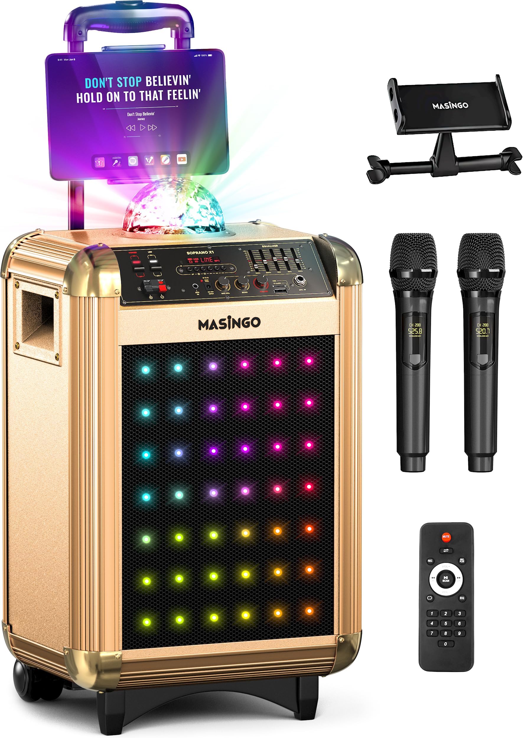 MASINGO Karaoke Machine for Adults and Kids with 2 Bluetooth Wireless ...