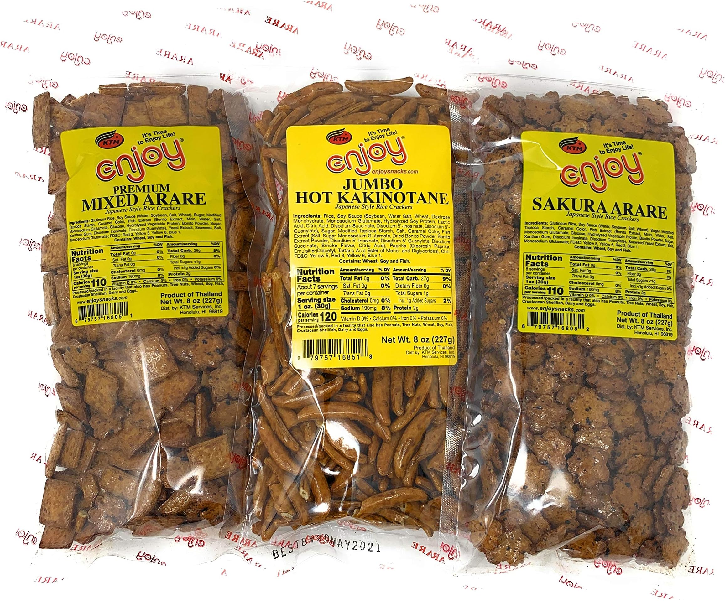 Amazon.com: Enjoy Arare Japanese Rice Cracker Bundle - Premium Mixed ...
