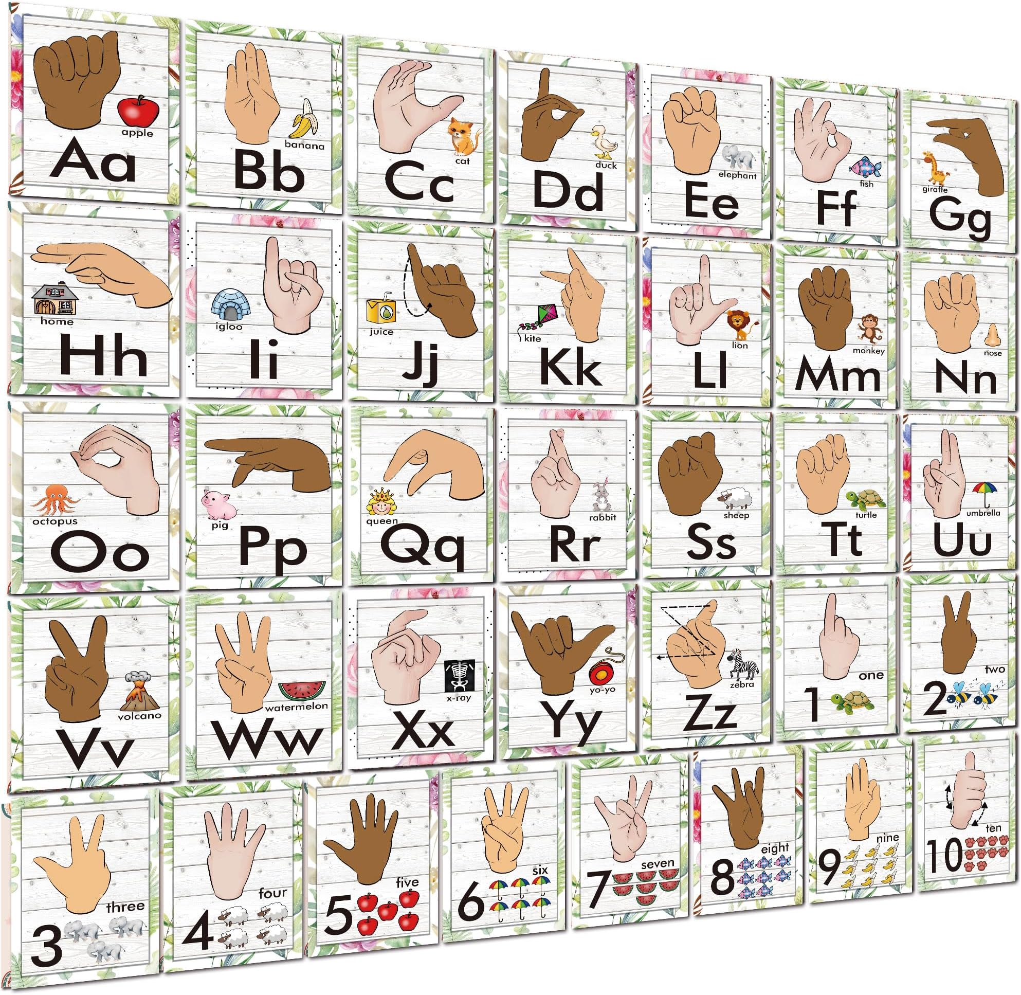 Amazon.com: YIYDONG 36 Pieces ASL Alphabet Line Bulletin Board Set ABC ...