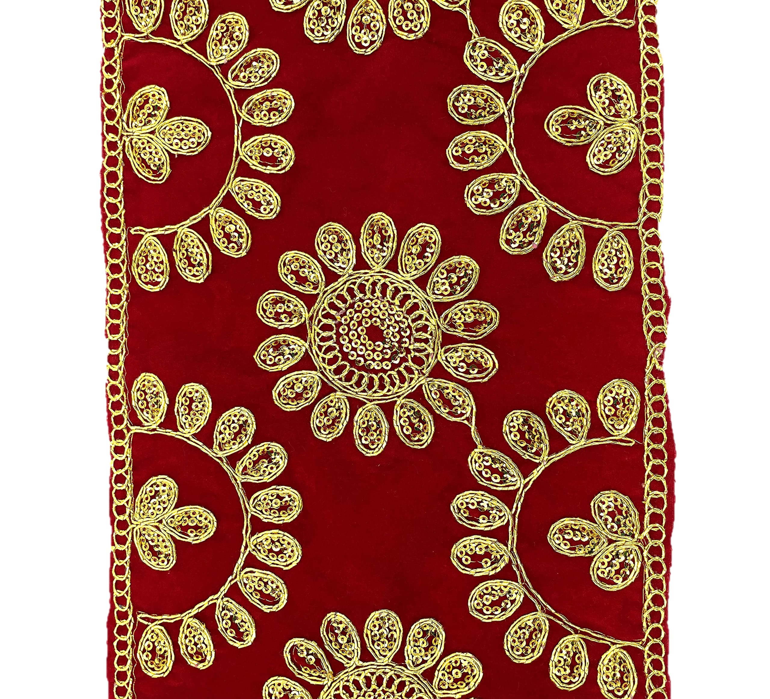 Buy Bhakti Lehar (7 x 18 Inch) Fancy Jari Embroidered Red Velvet Pooja ...