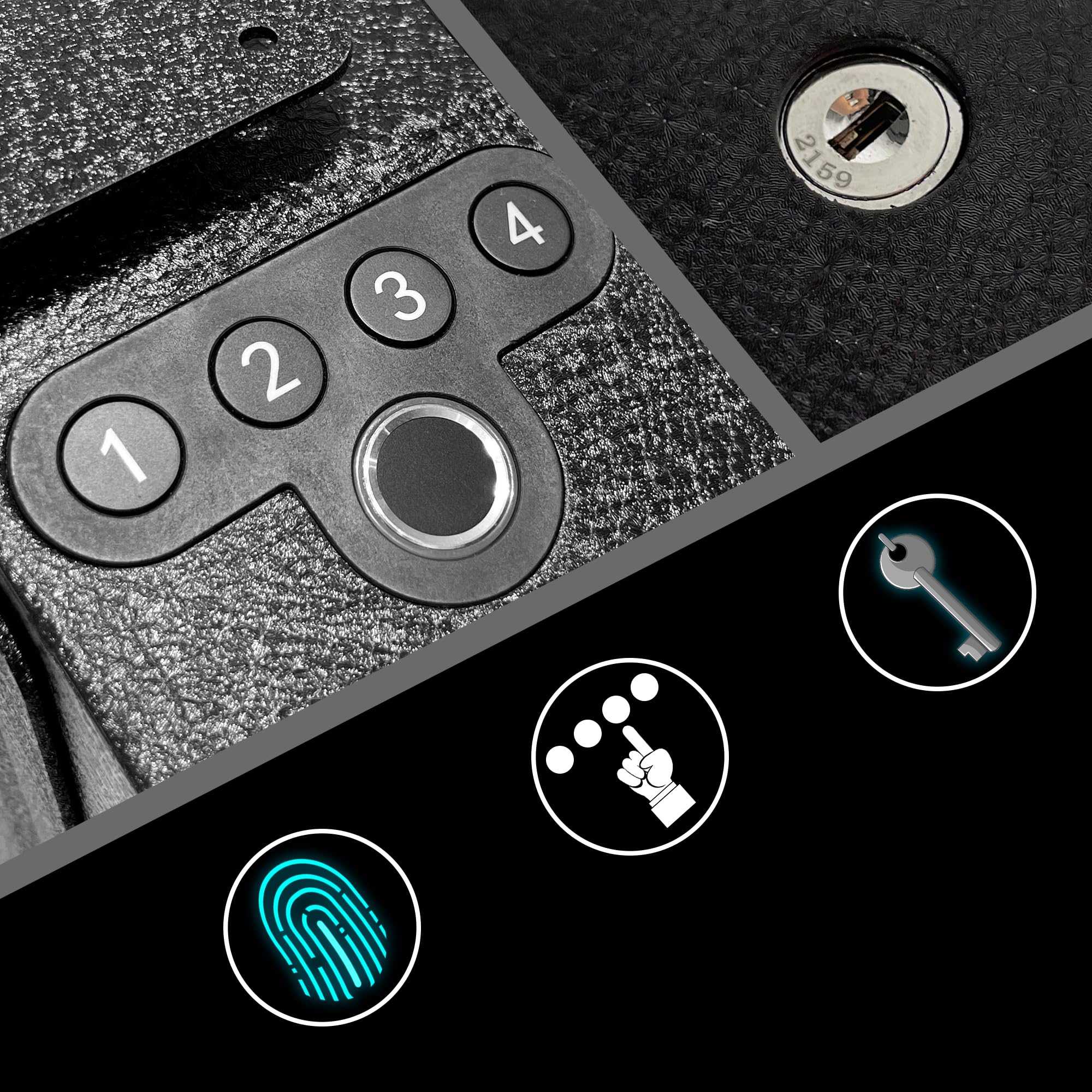 Handgun Safe KingSo Gun Safe Lock, Pistol Safe With 4 Ways Quick Access ...