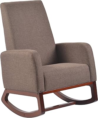 Amazon.com: HOMCOM Accent Lounge Rocking Chair with Solid Curved Wood ...