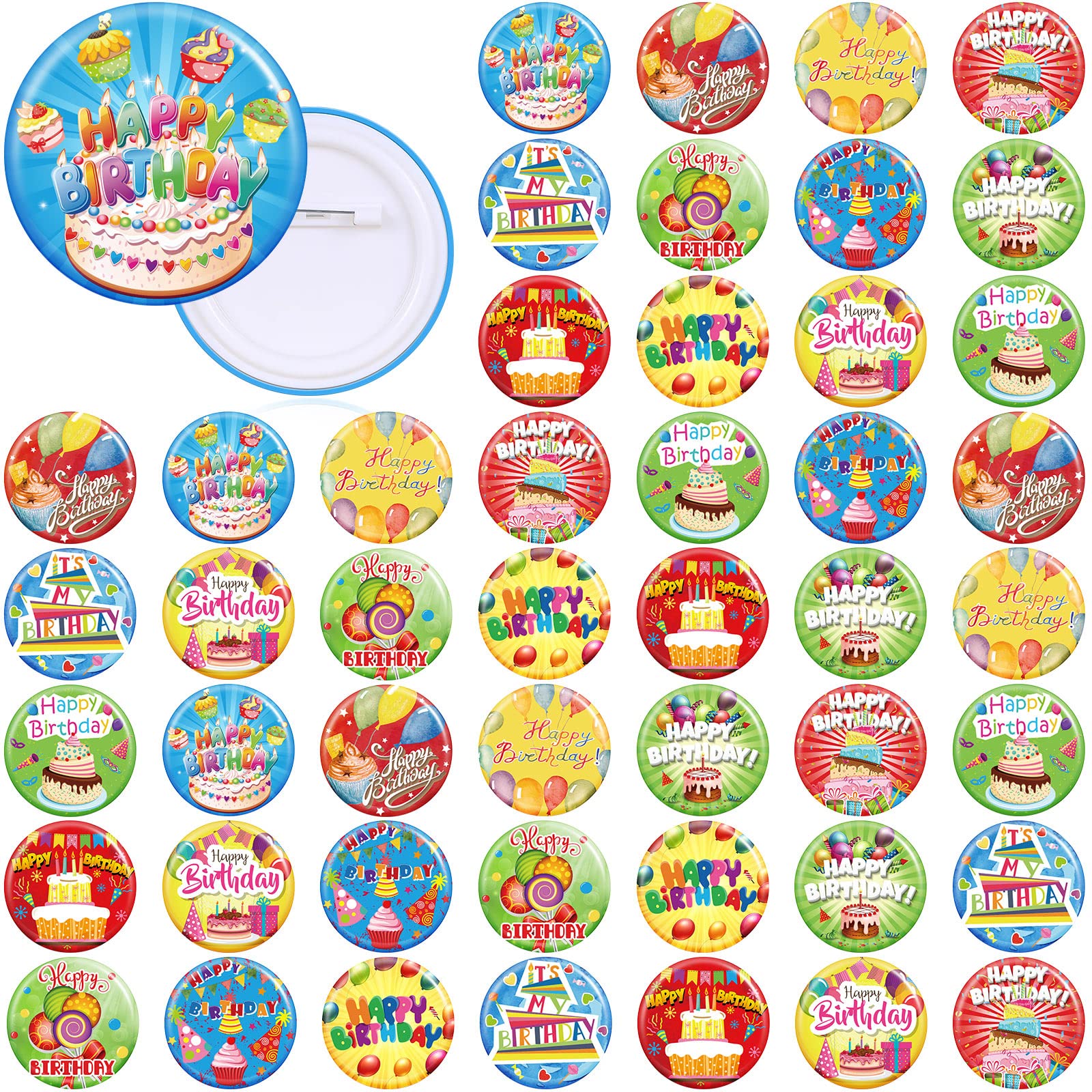Amazon.com: 2 1/4 inches Pin for Happy Birthday Button Pinback Buttons ...