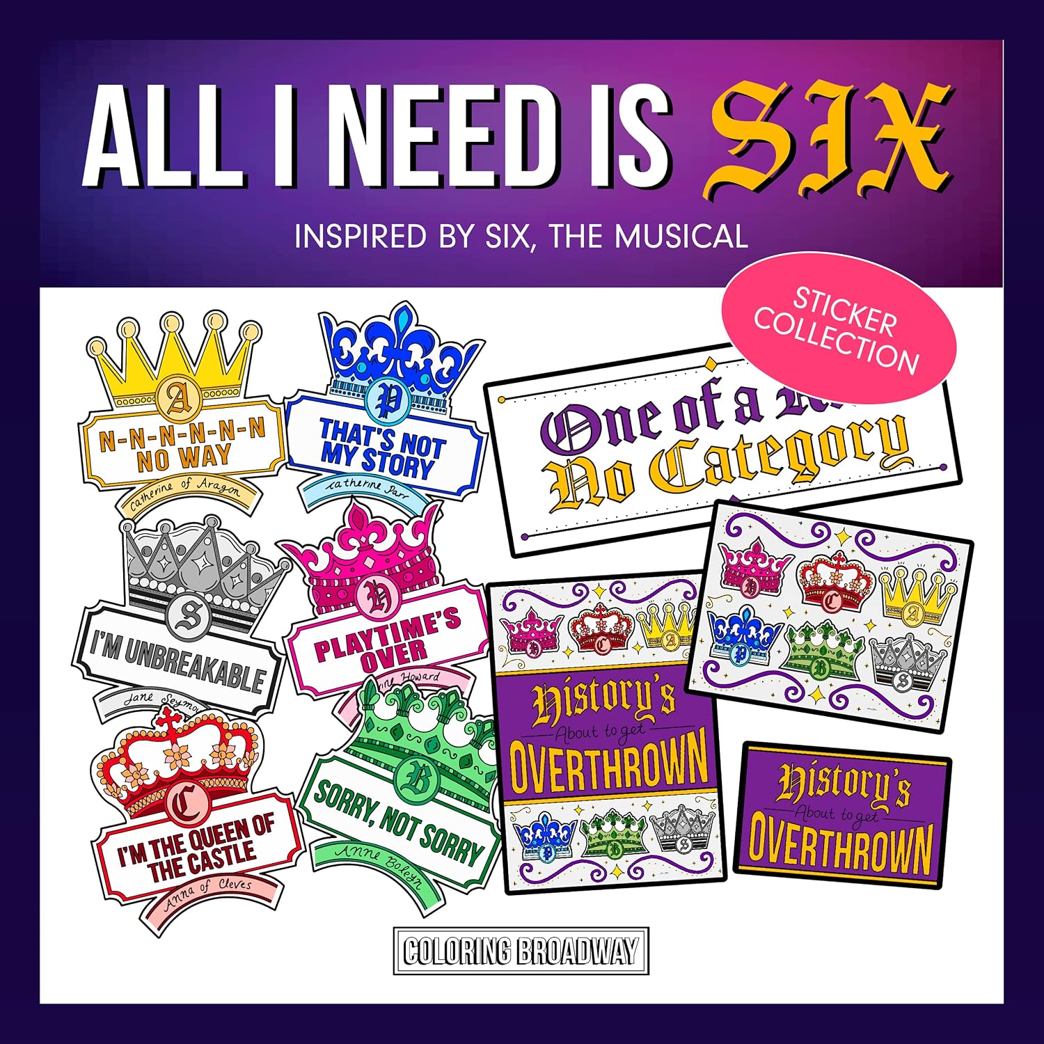 Amazon.com: Six “All I Need is Six Stickers - Set of 10 Coloring ...