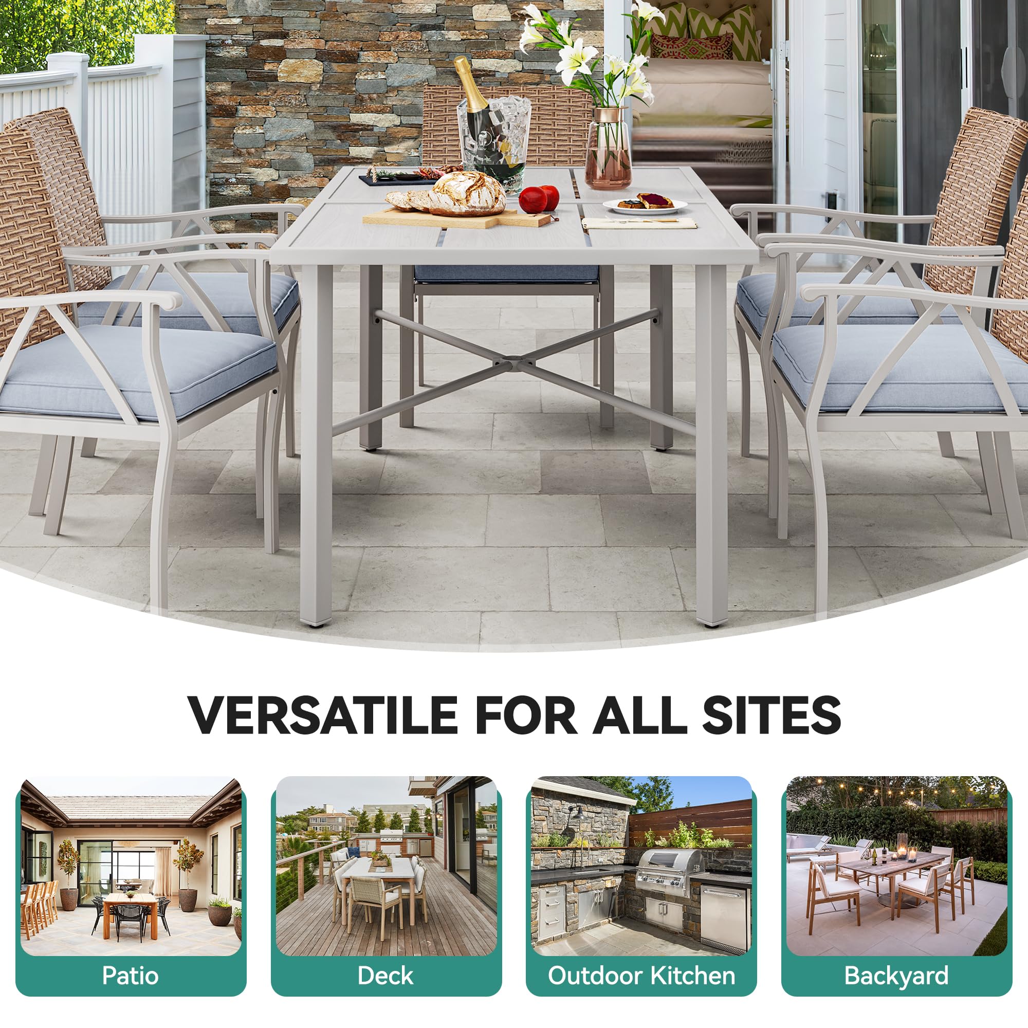 Snapklik.com : YITAHOME Patio Table Rectangle 59.1"x35.4" Outdoor Tables