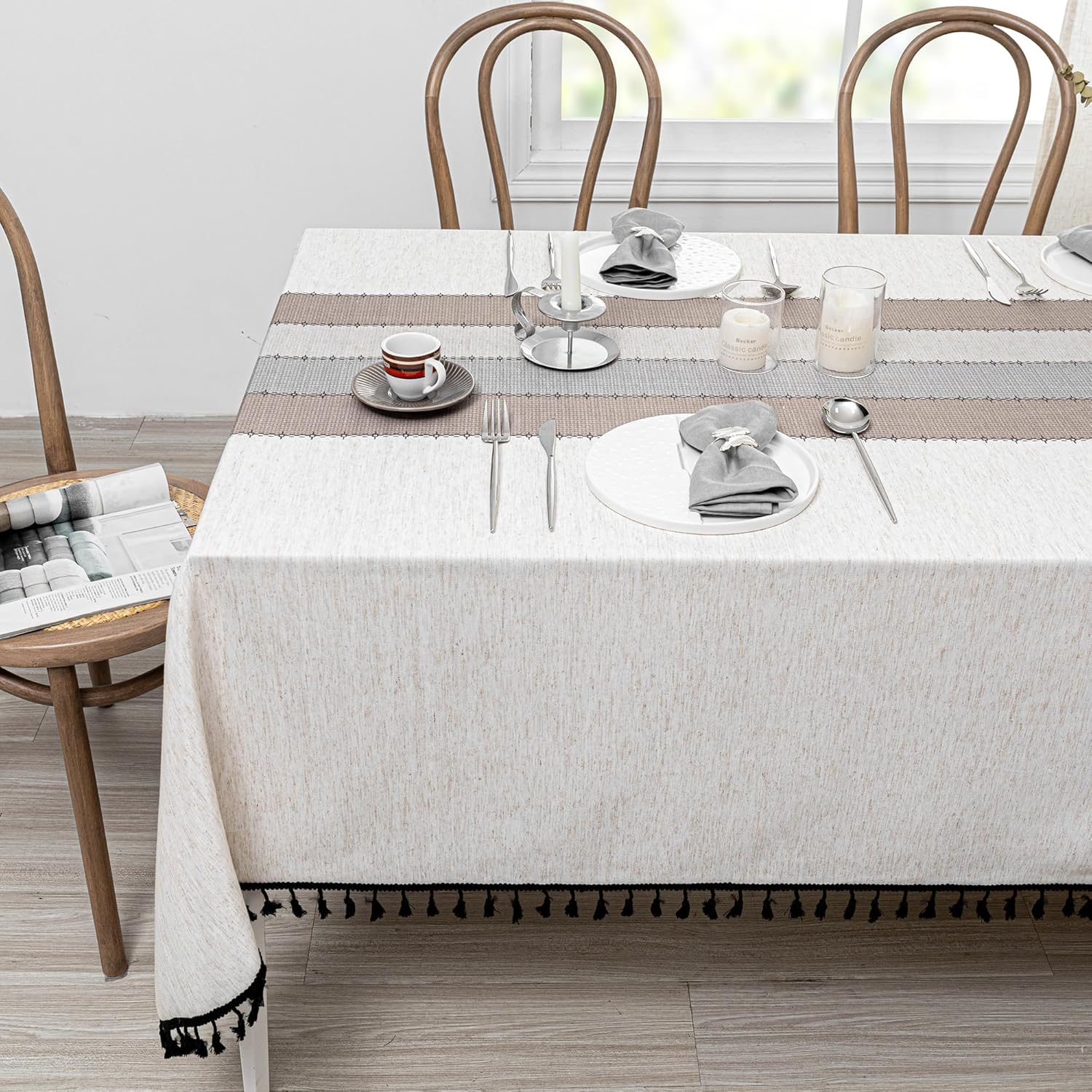 Amazon.com: MYSKY HOME Table Cloth 60x84 in Rectangle, Heavy Duty Linen ...