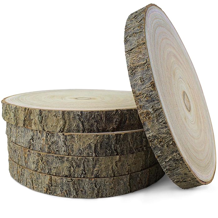 Buy KARAVELLA Large Wood Slices for Centerpieces - 5 Pack Wood ...