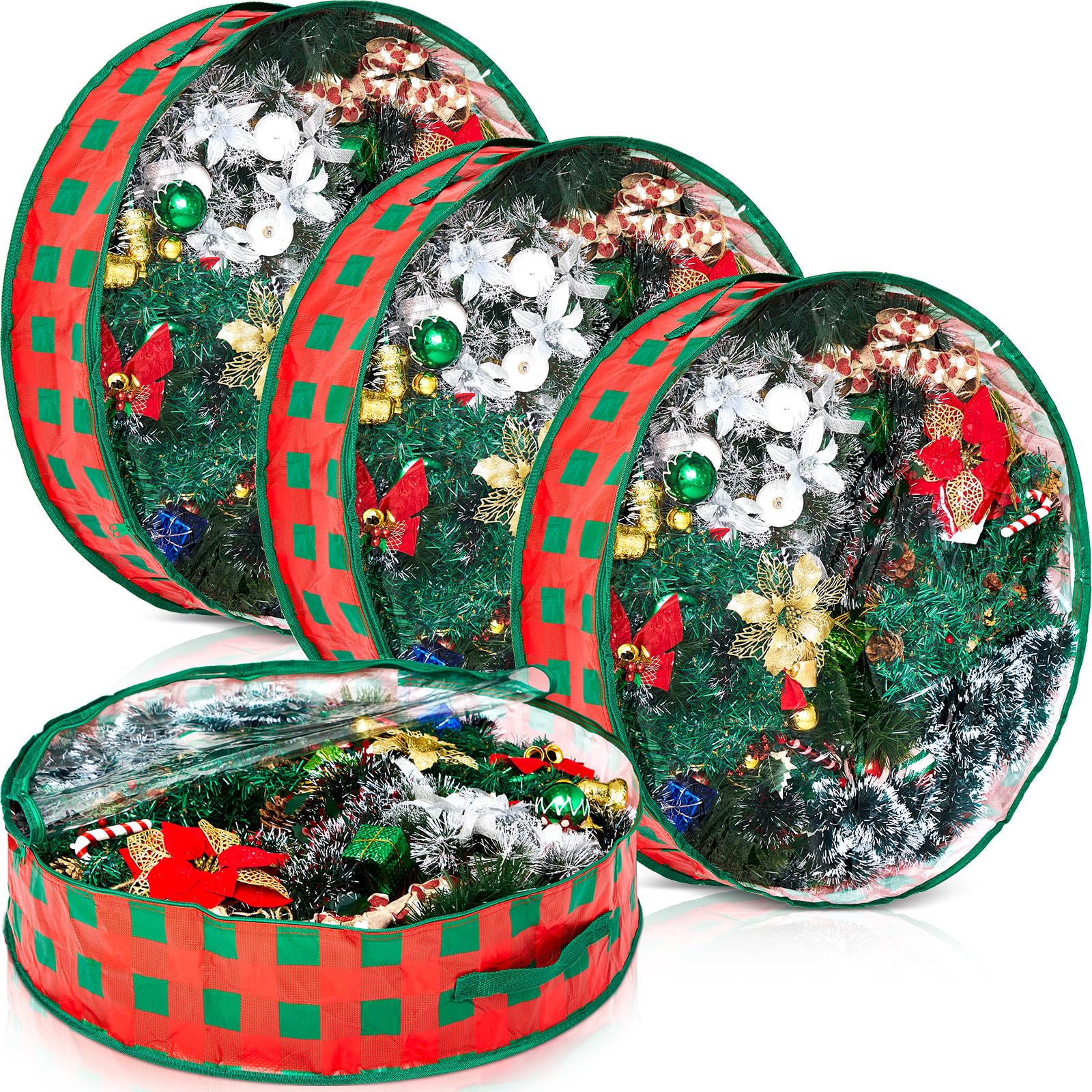 Amazon.com: Aliceset 4 Pcs Christmas Wreath Storage Bags Large Garland ...