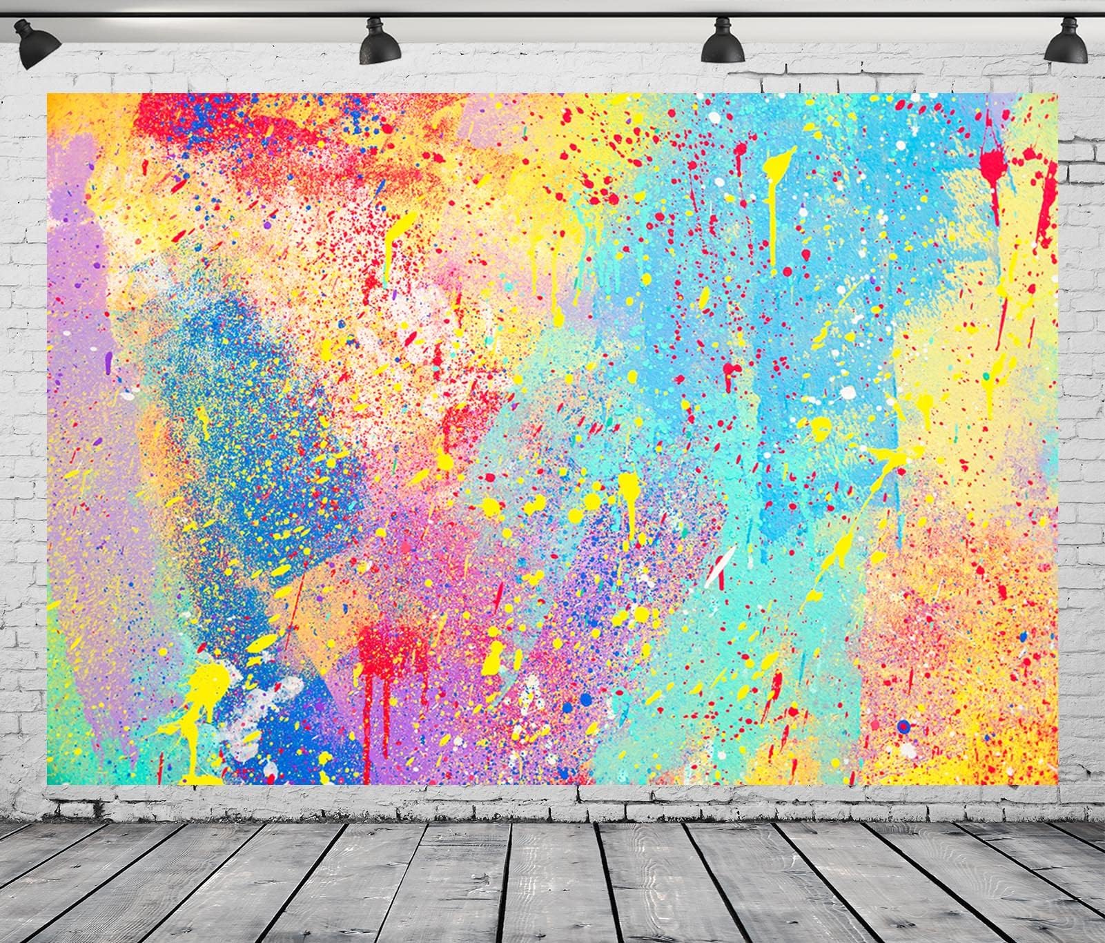 Amazon.com : CORFOTO 10x8ft Fabric Colorful Paint Splatter Photography ...