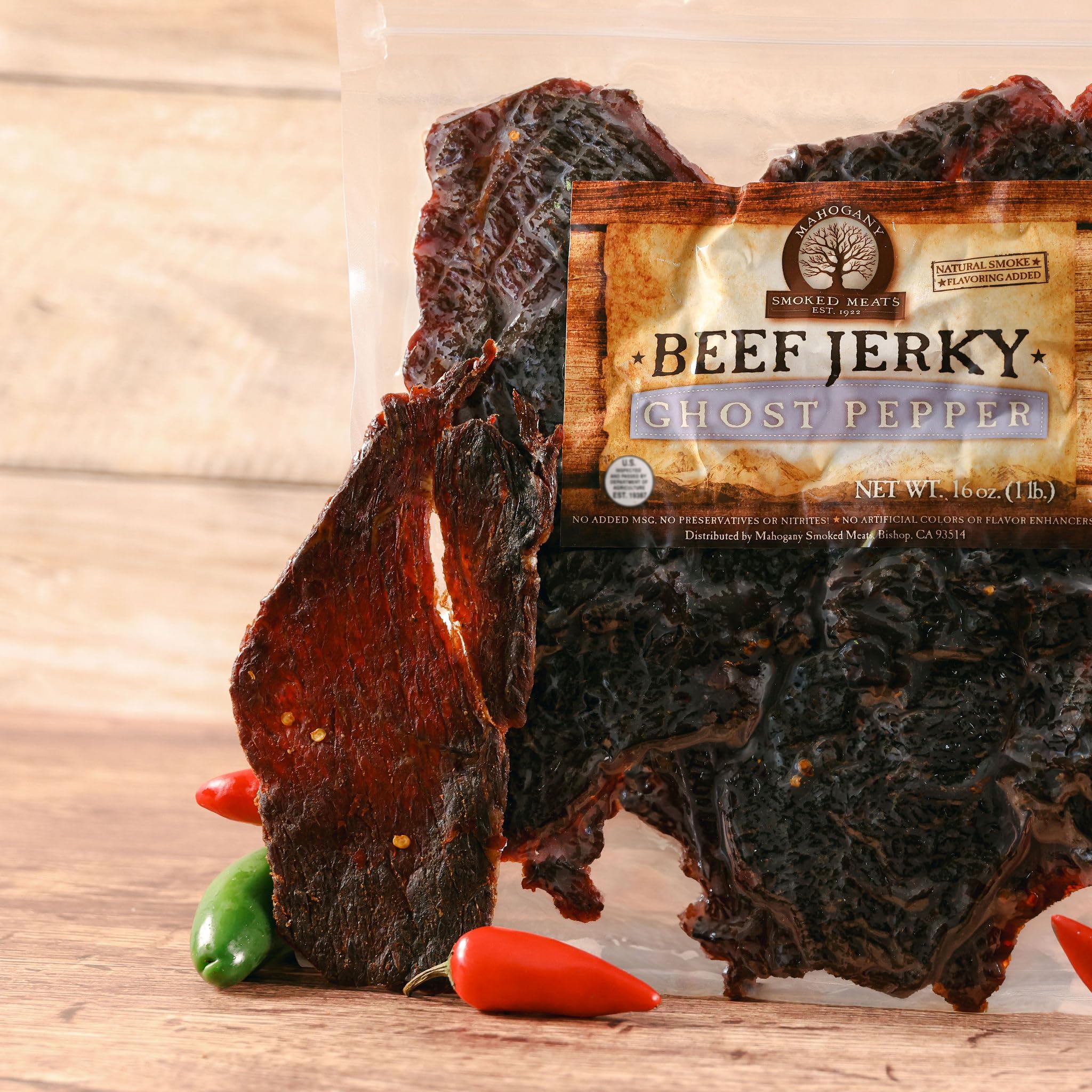 Amazon.com: Mahogany Smoked Meats: Ghost Pepper Beef Jerky - 16oz ...