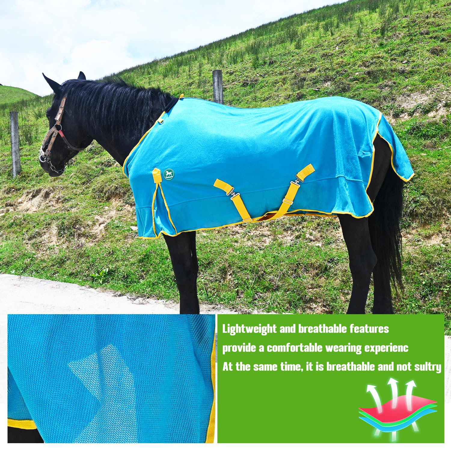 Equine Fly Sheet 66-84" Uv Protect Mesh Bug Mosquito Horse Fly Sheet ...